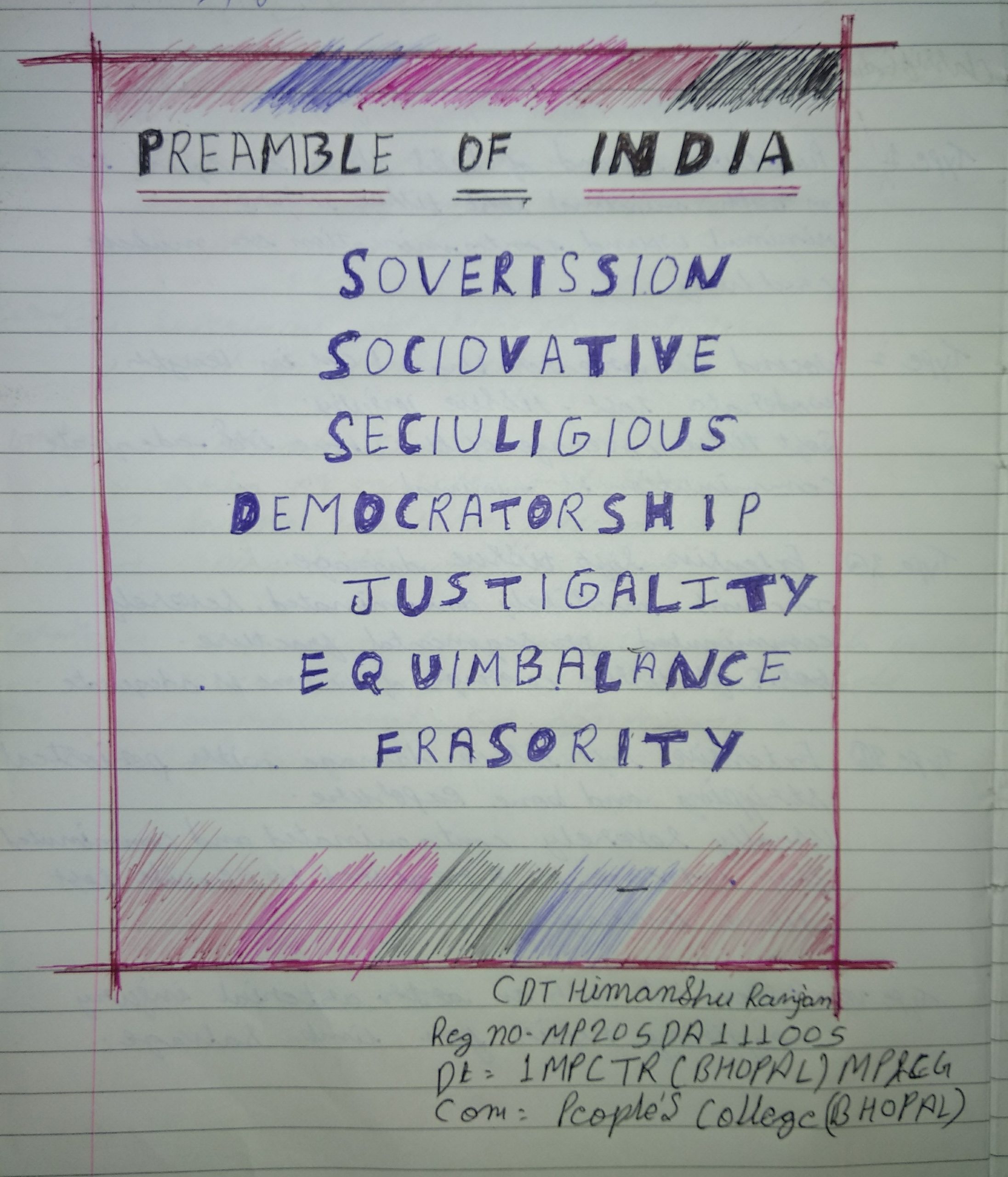 Poster on preamble of india – India NCC