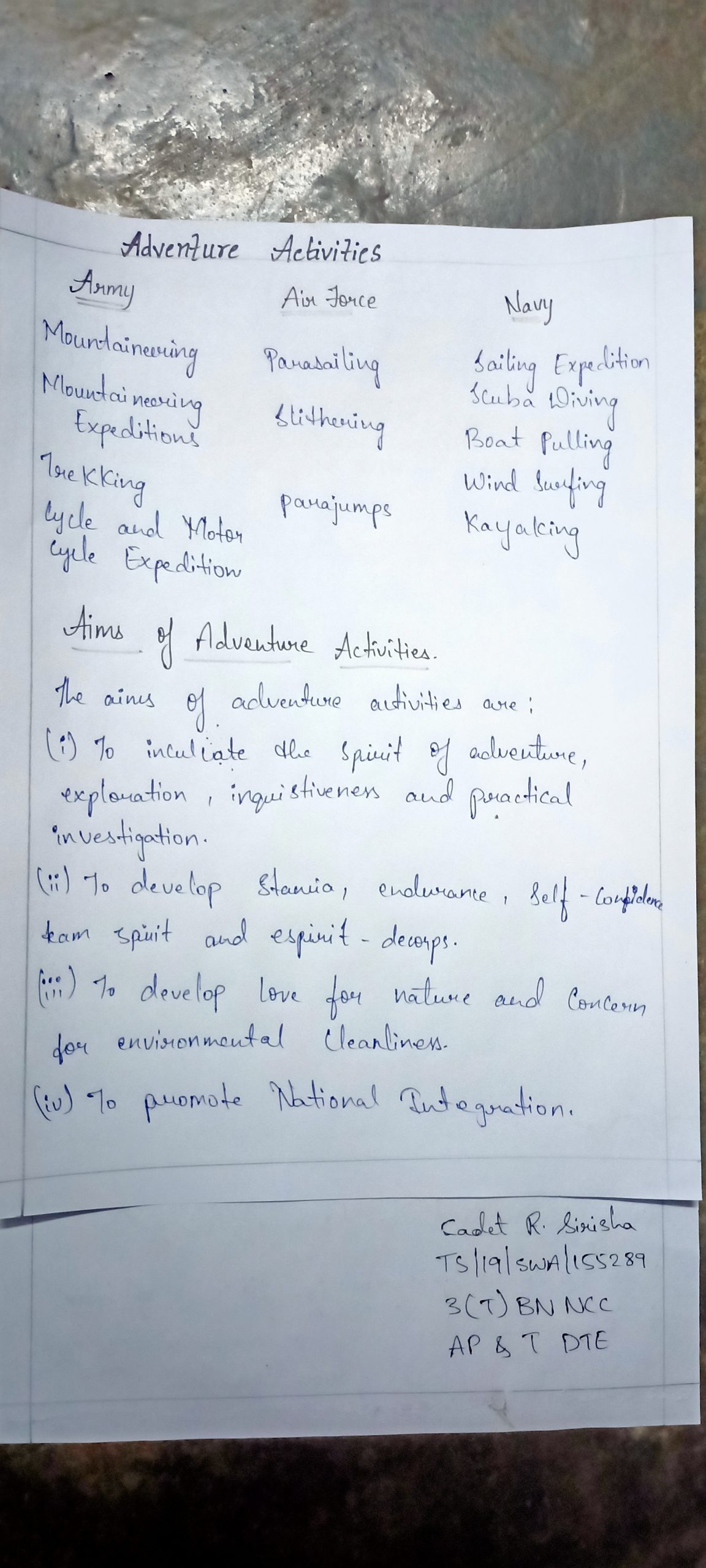 Adventures – India NCC