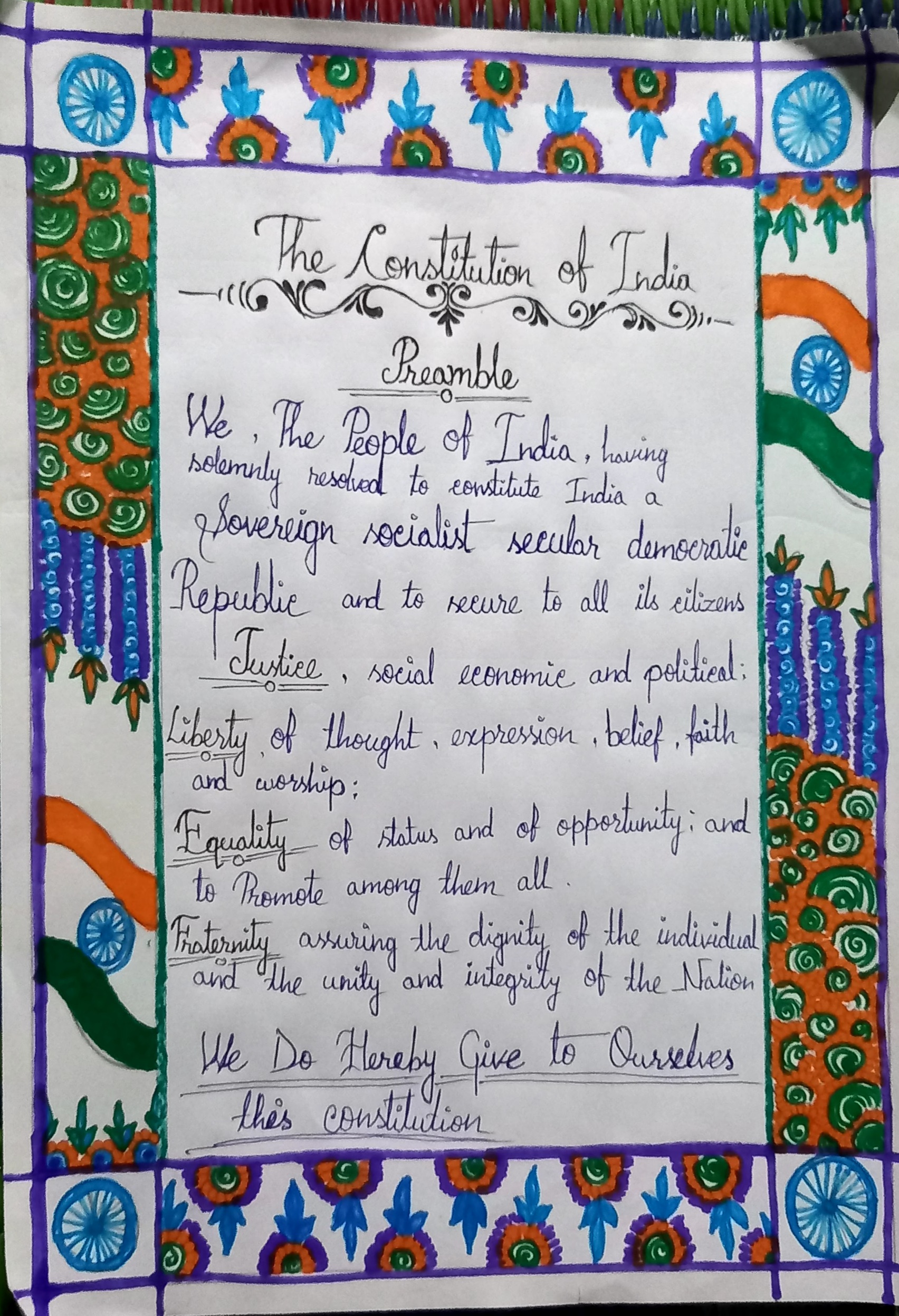 ?? THE CONSTITUTION OF INDIA PREAMBLE ?? – India NCC