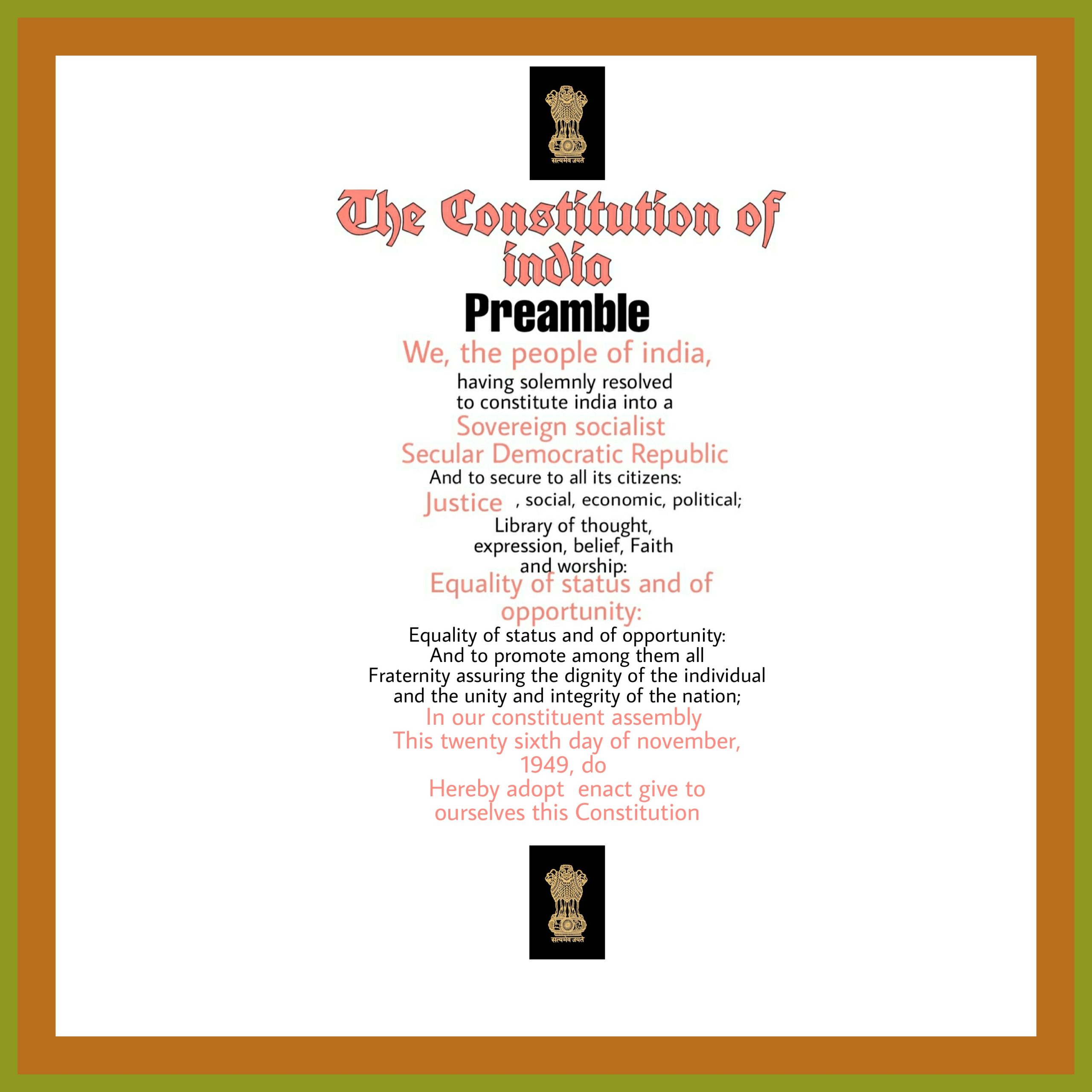Digital poster on preamble of India – India NCC