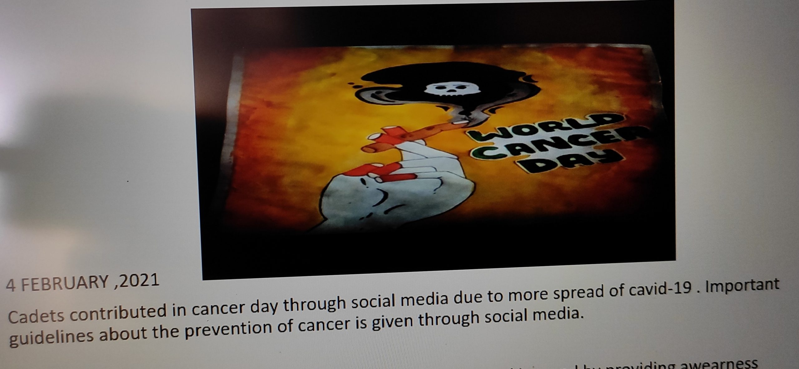 Cancer day – India NCC