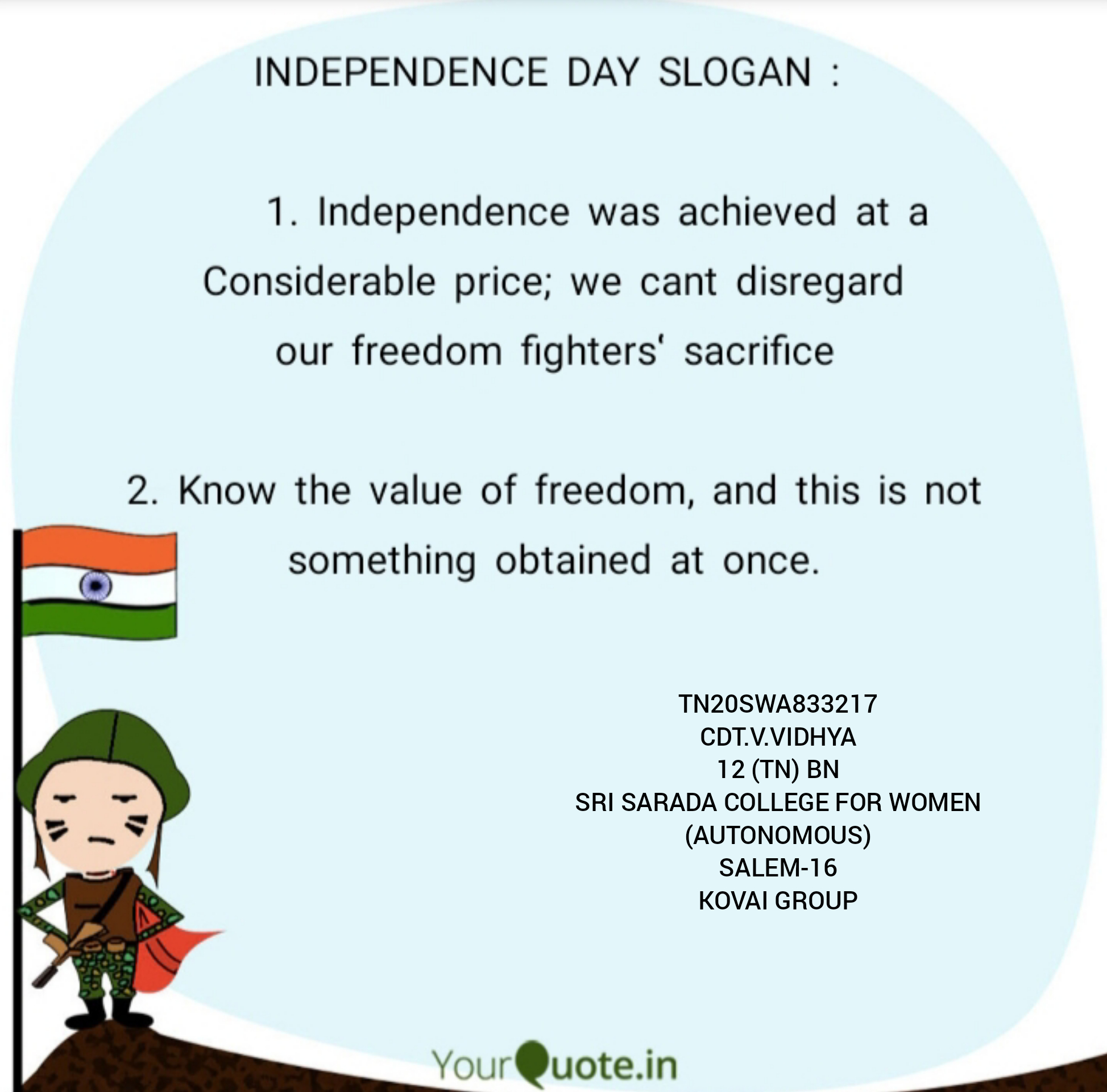 Independence Day Slogan – India NCC