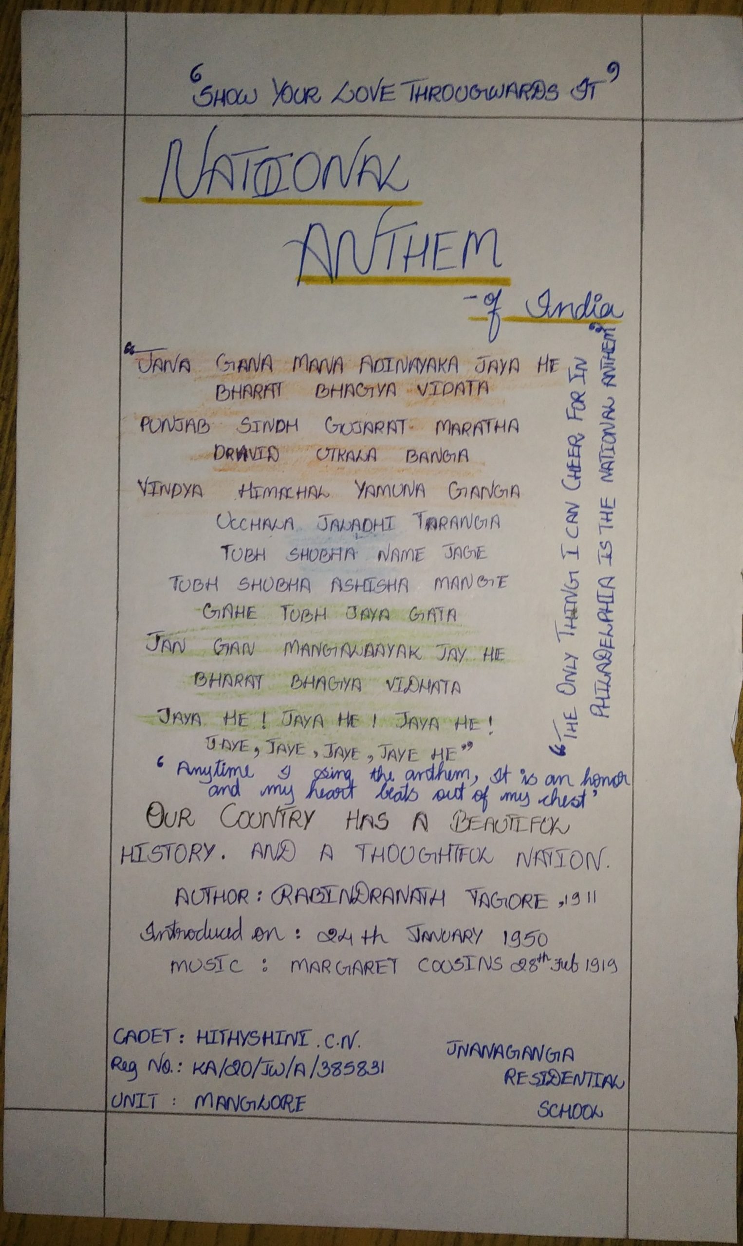 National anthem – India NCC