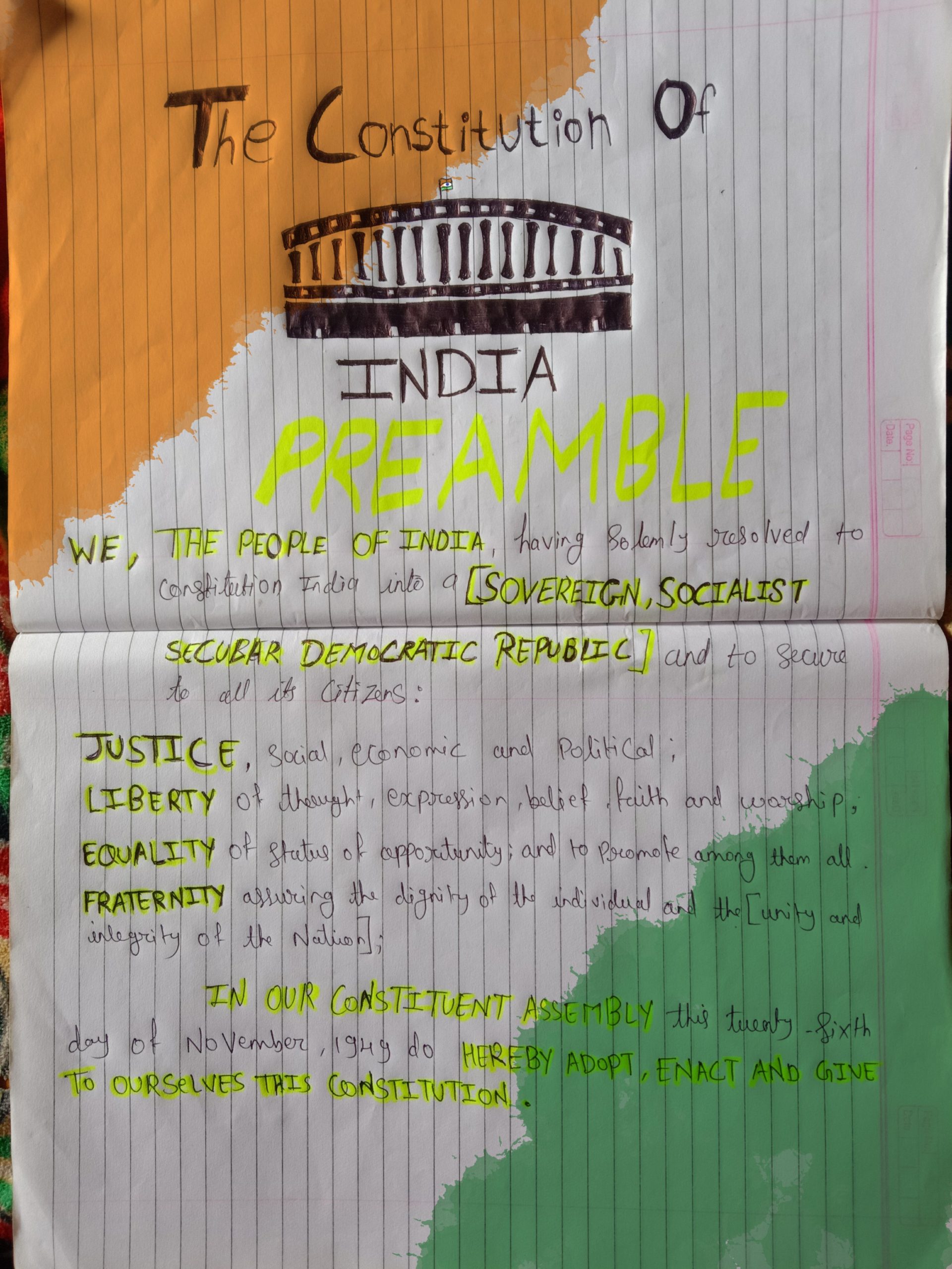 Preamble of india (poster) – India NCC