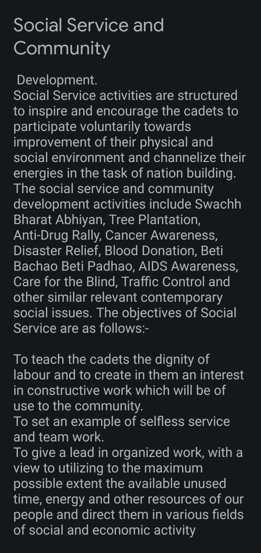 Social service and community – India NCC