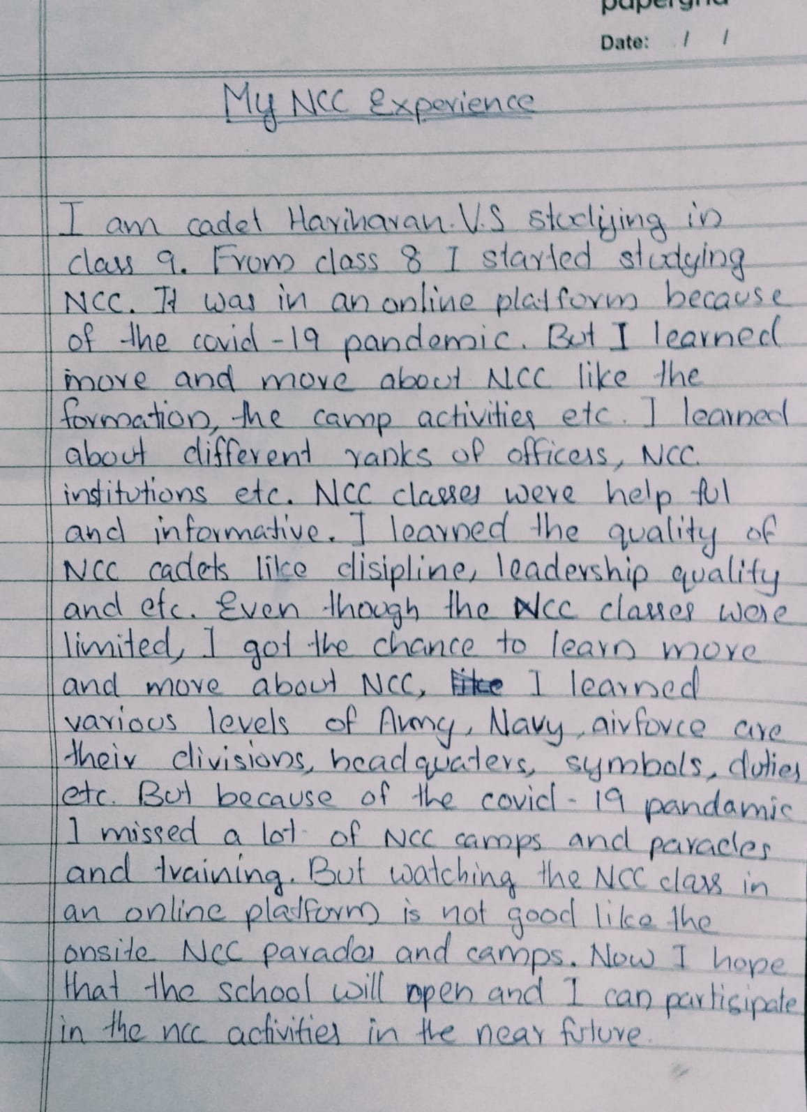 MY NCC EXPERIENCE – India NCC