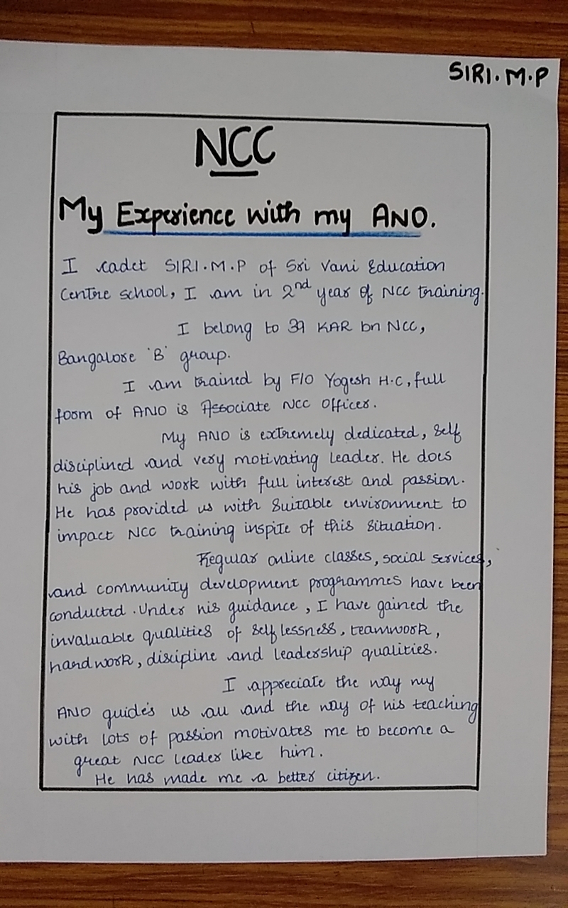 My experience with my ANO – India NCC