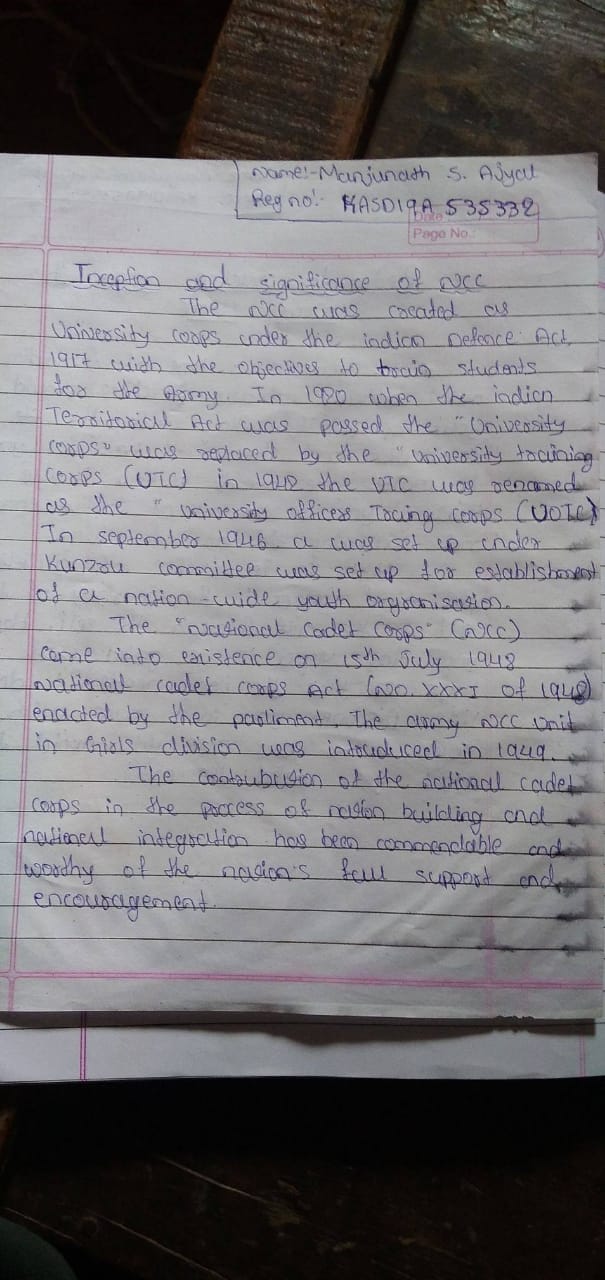 Signifince of ncc – India NCC