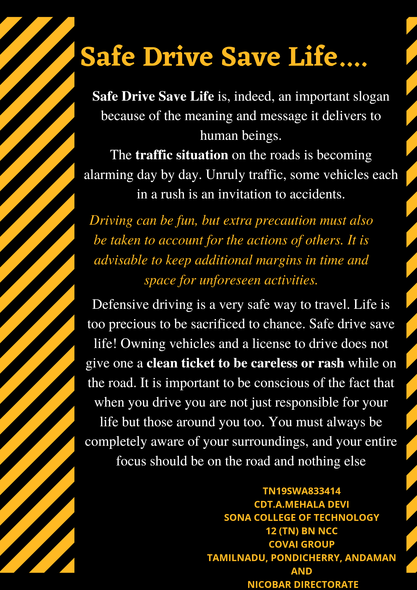 Article on Safe Drive Save Life… – India NCC