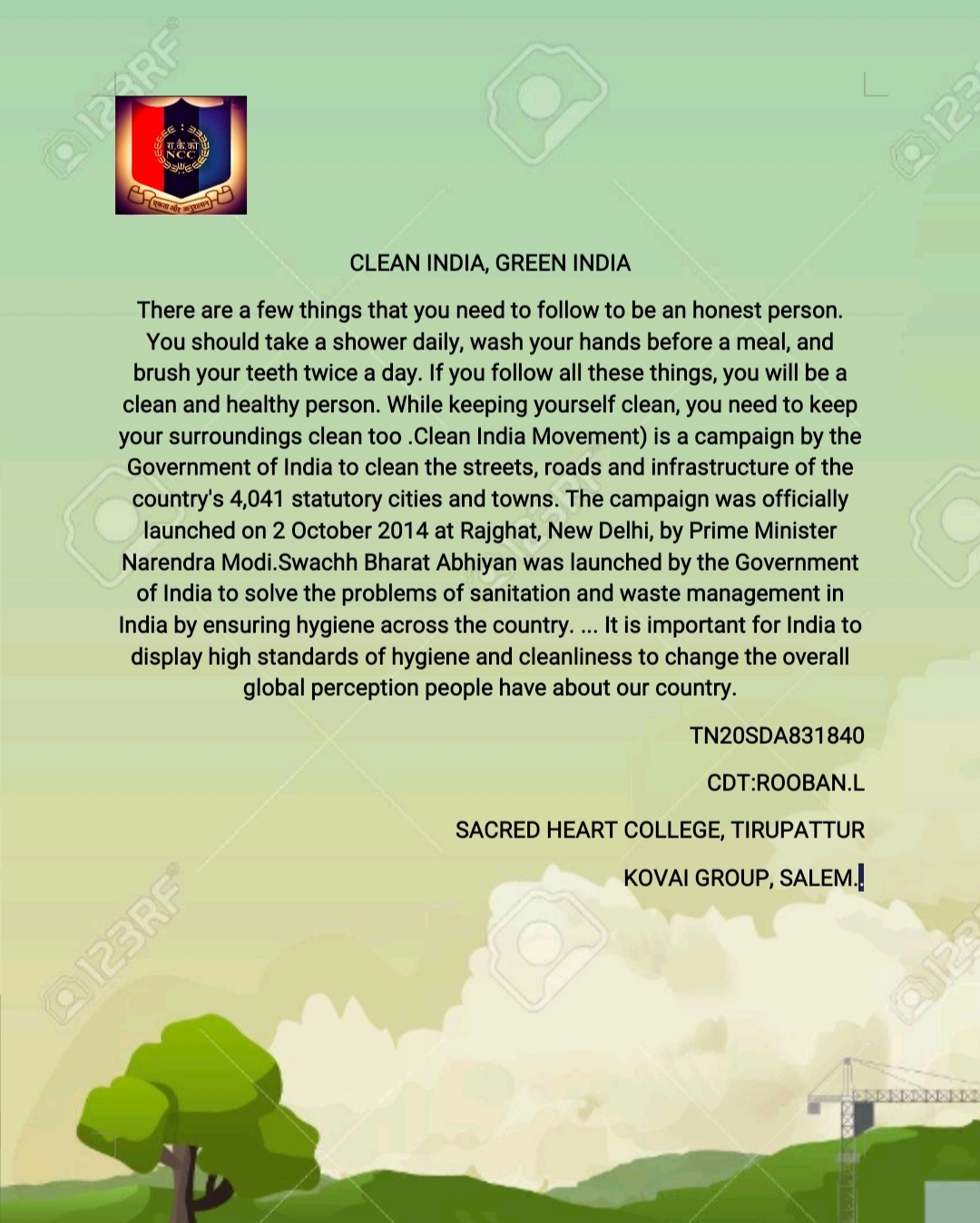 CLEAN INDIA, GREEN INDIA – India NCC