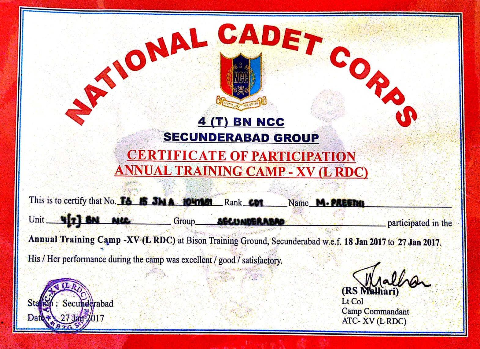 My experience in NCC – India NCC