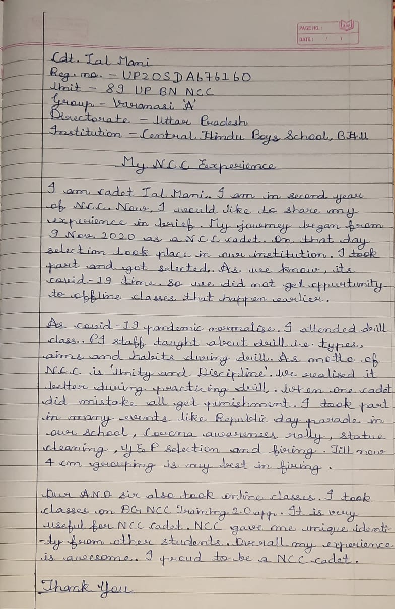 My NCC Experience – India NCC