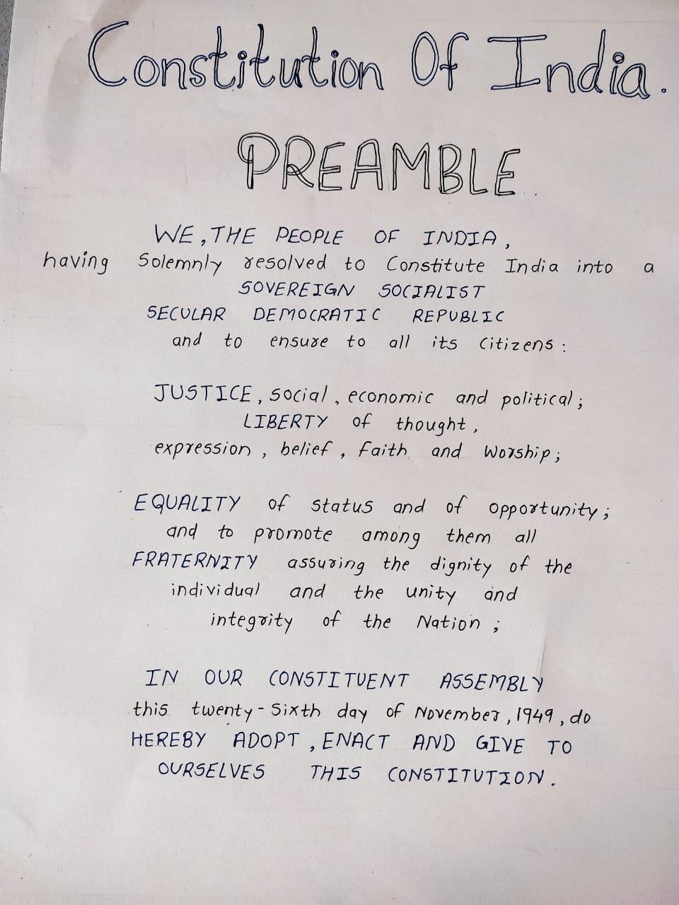 Preamble of india – India NCC