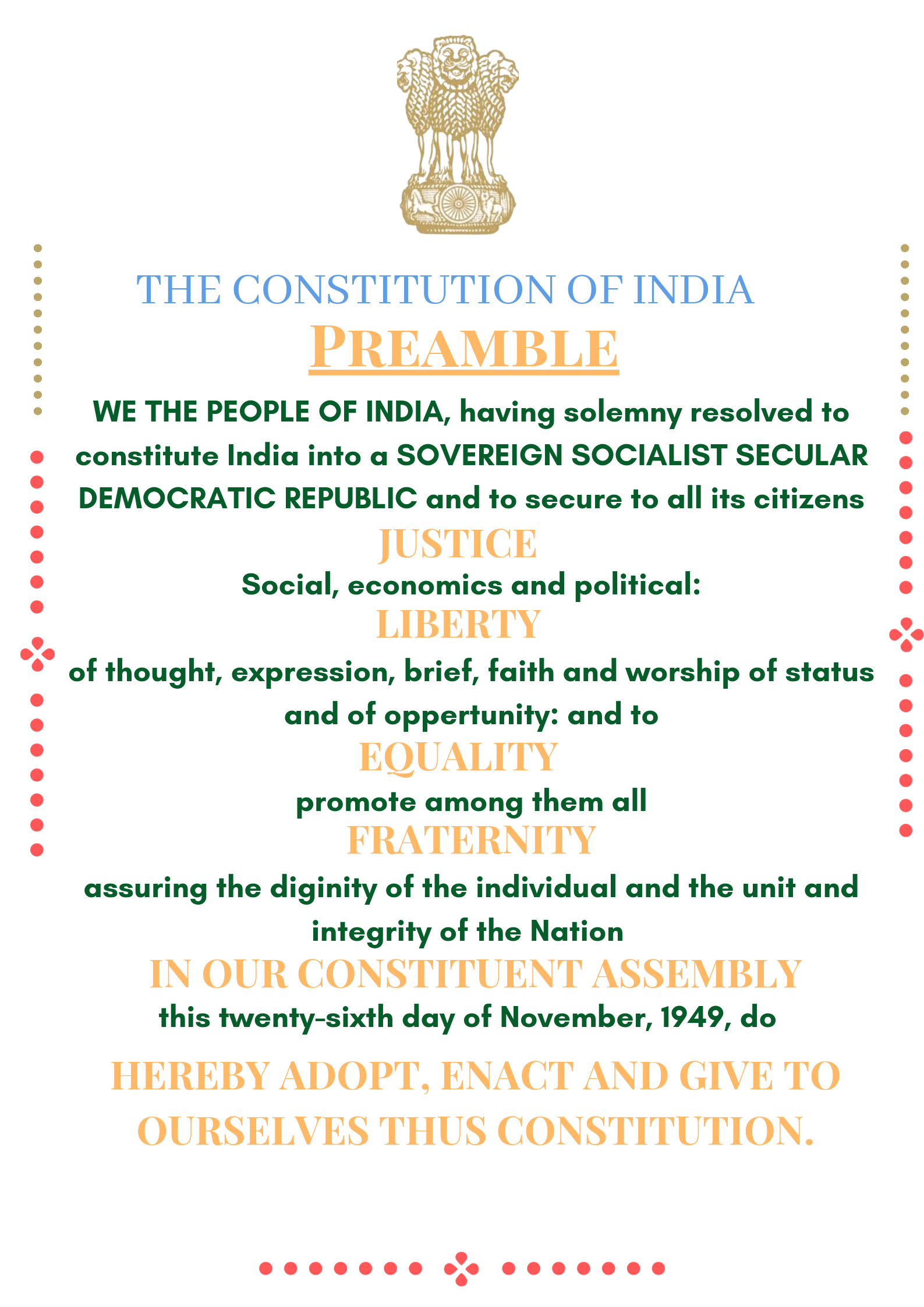 Digital Poster to be made on "Preamble of India". – India NCC