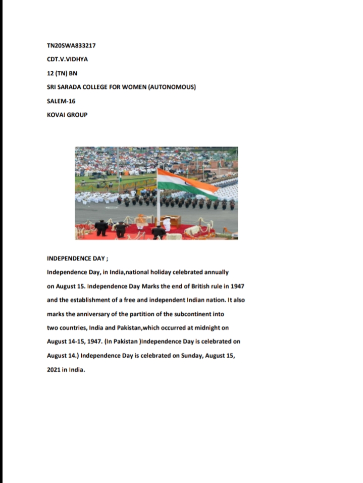 Articles on Independence Day of India – India NCC