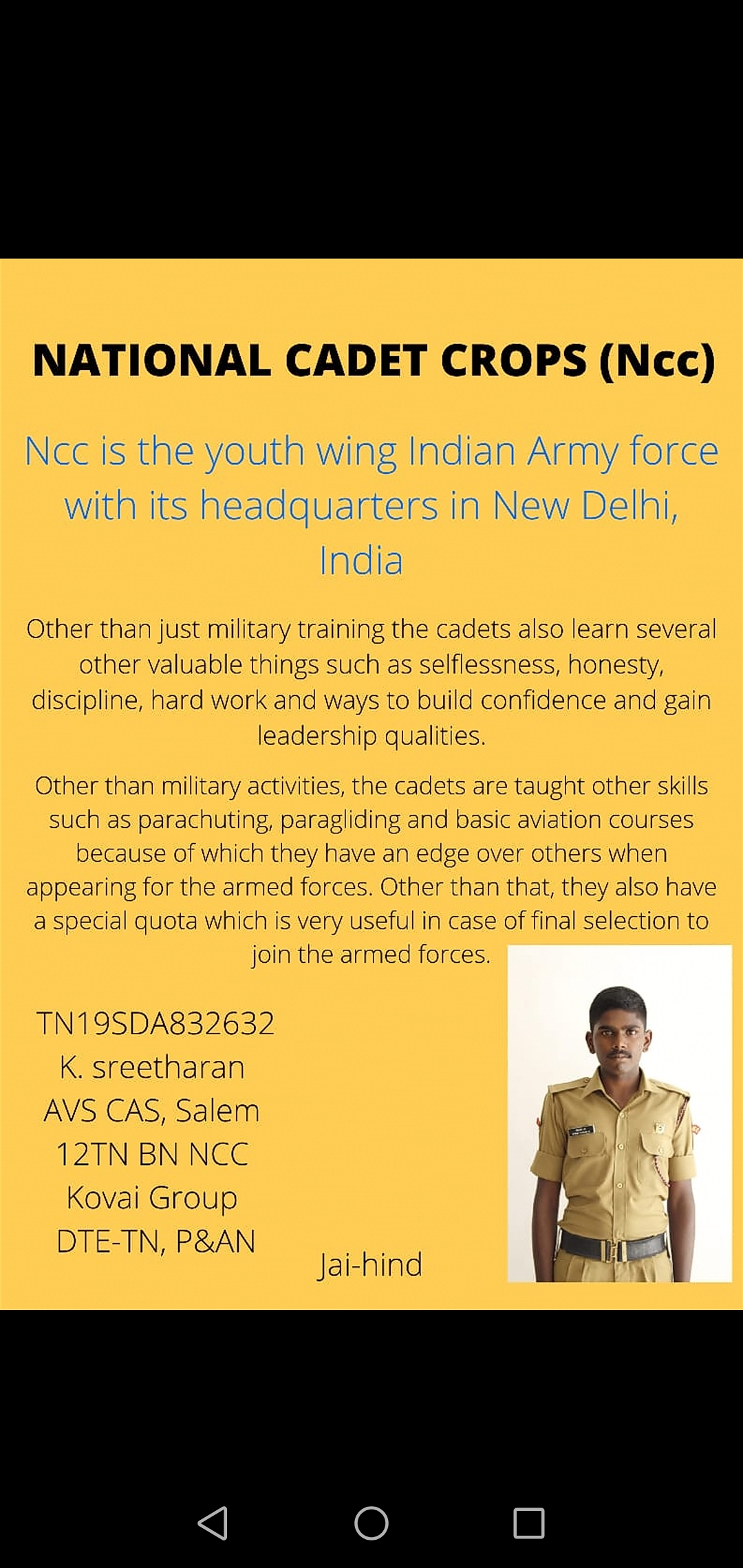 Article & pledge – India NCC