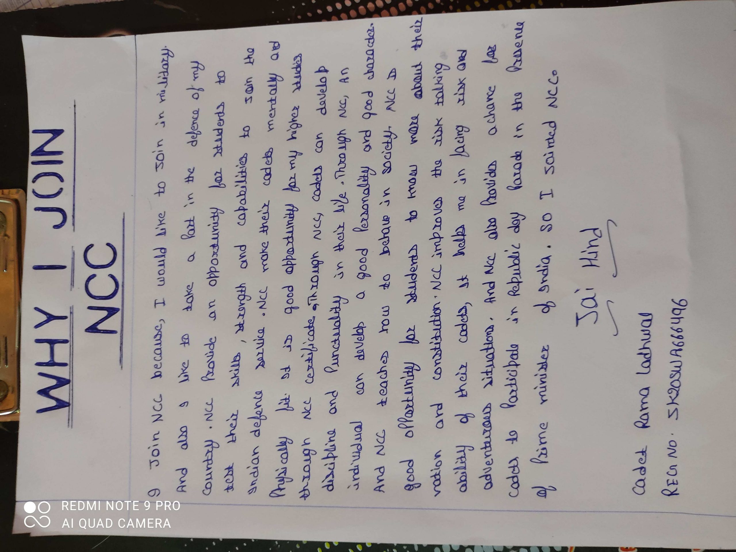 Why I join NCC – India NCC