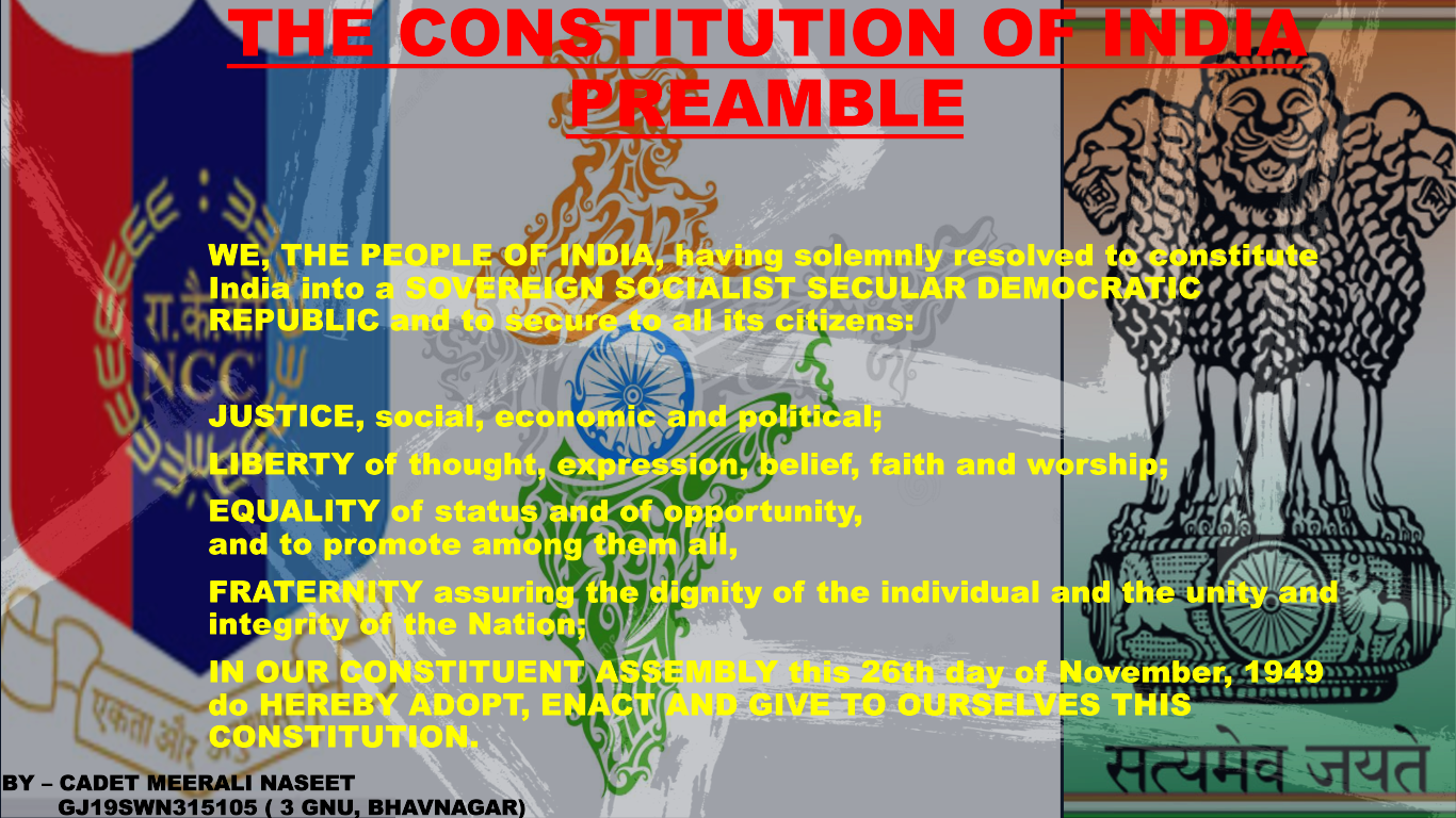 Poster on the Preamble of India – India NCC