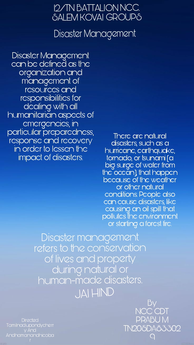 Disaster Management – India NCC