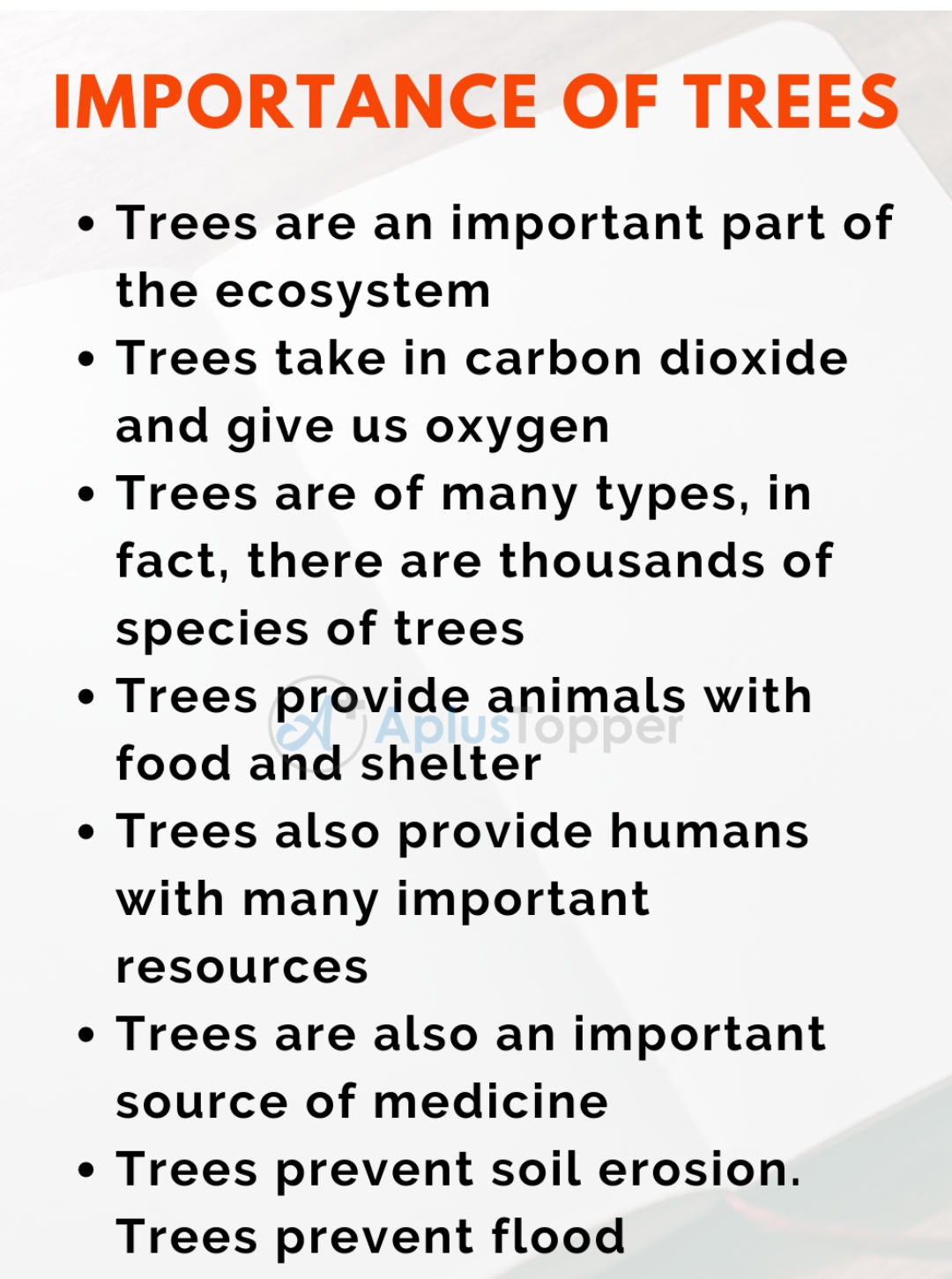 Important of trees – India NCC