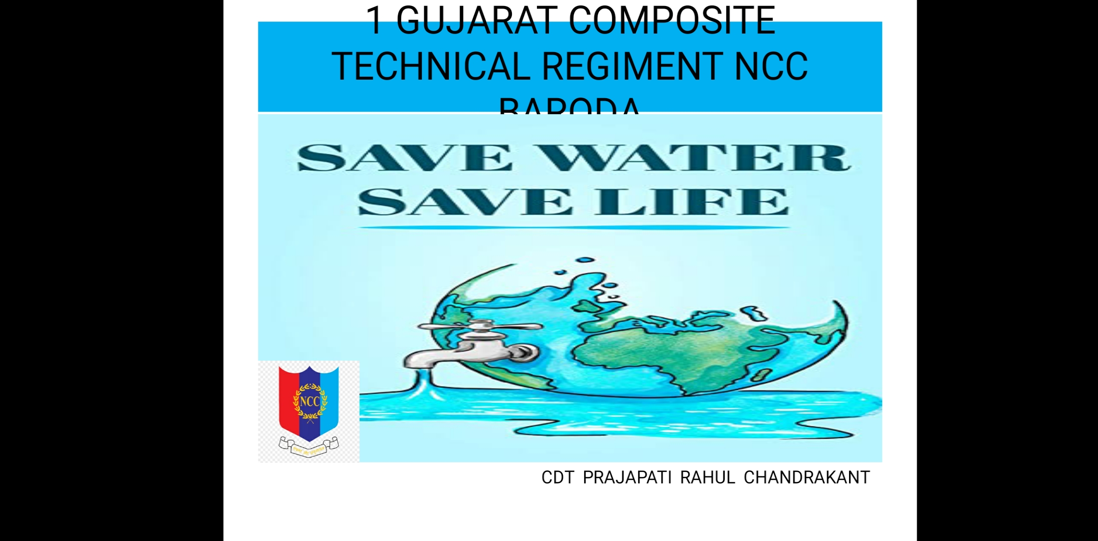 Save water – India NCC
