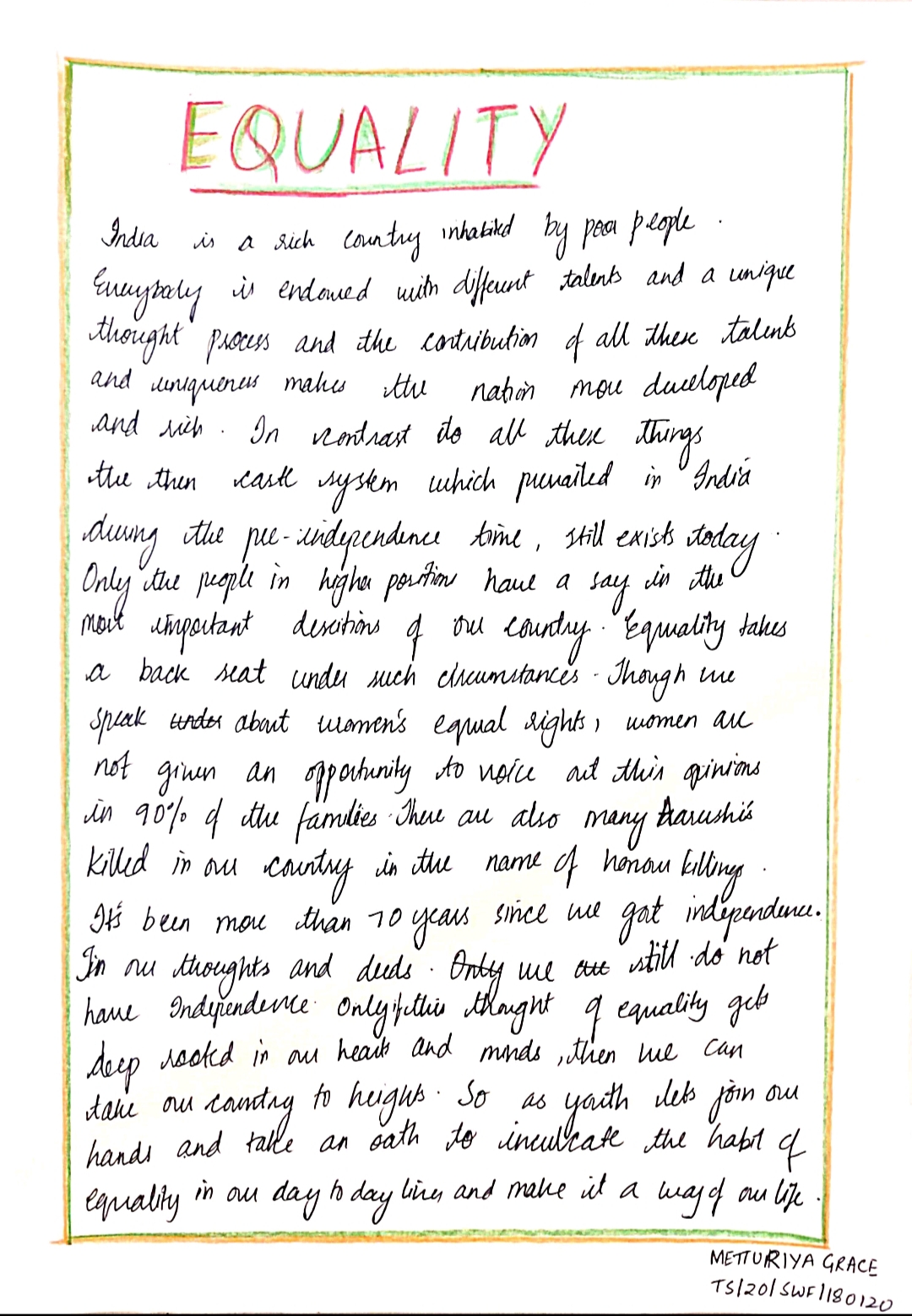 Equality – India NCC