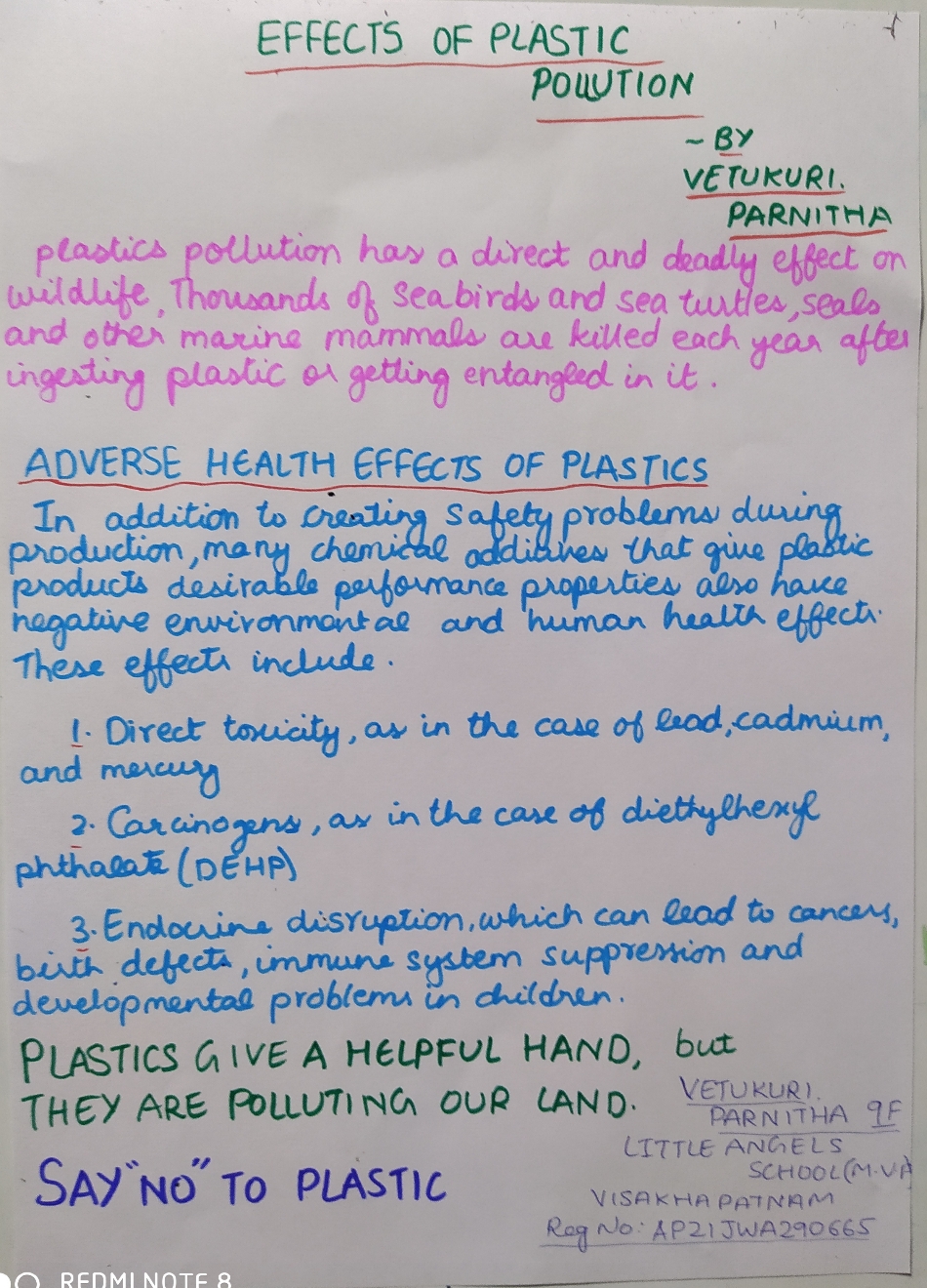 Article on EFFECTS OF PLASTIC USE – India NCC