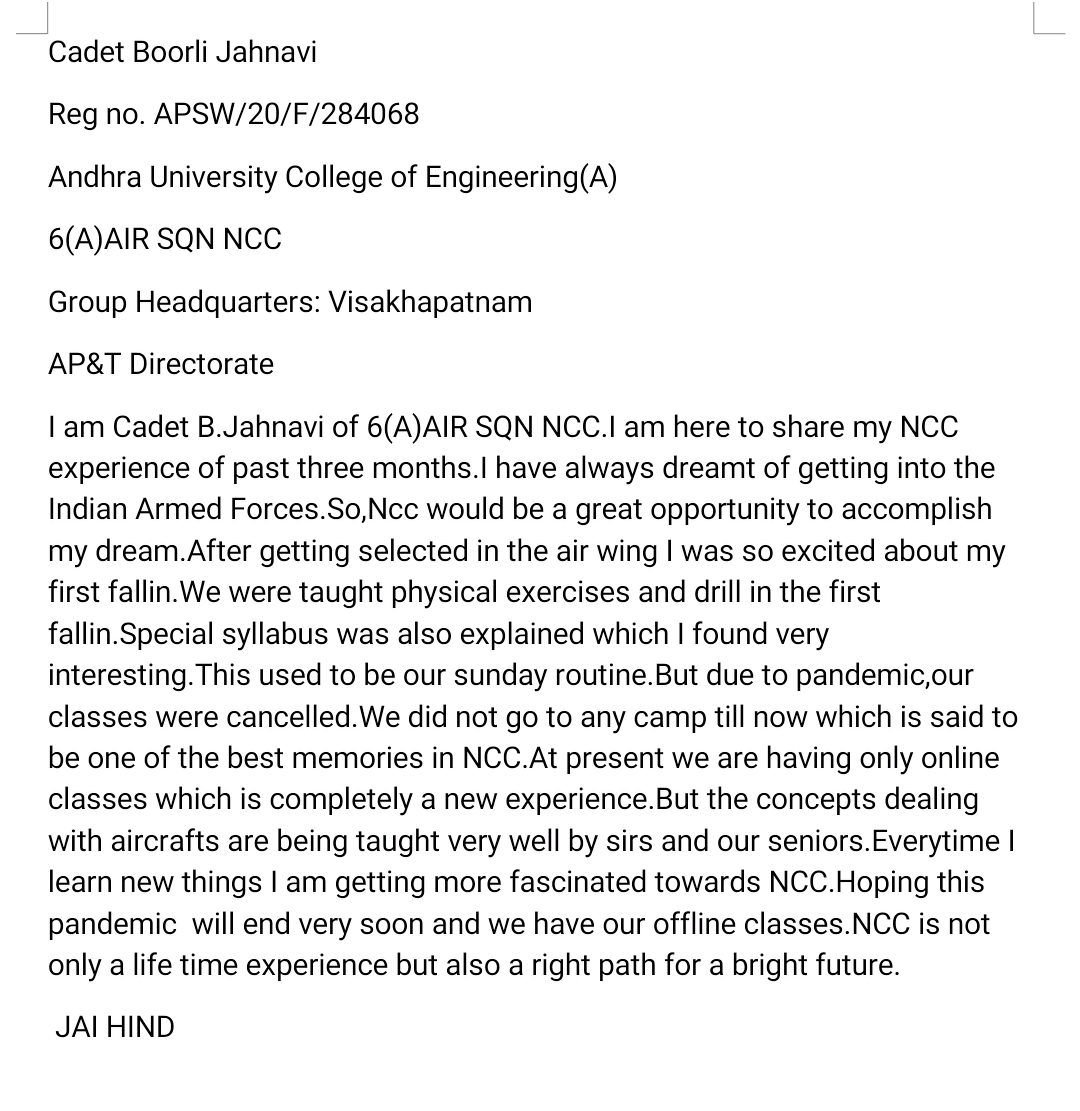 Ncc experience – India NCC