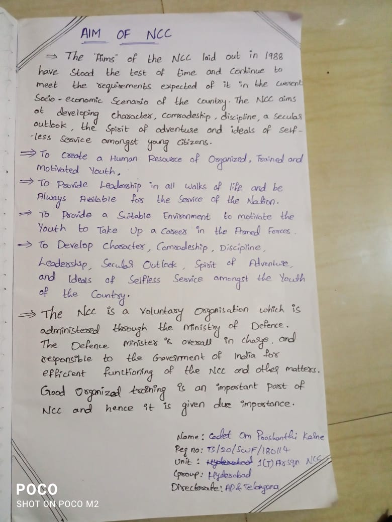 Aim of NCC(Article) – India NCC