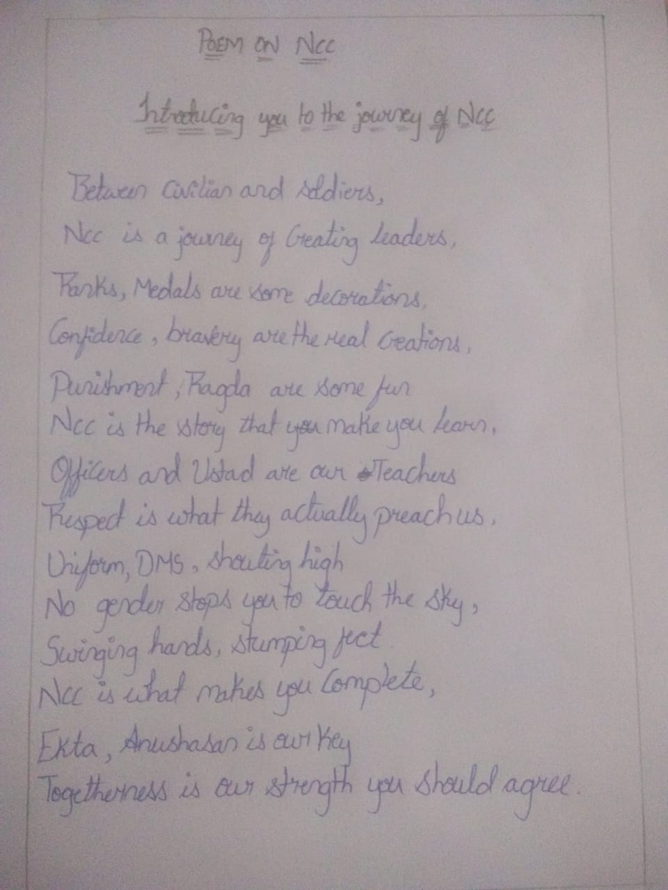 Poem on NCC – India NCC