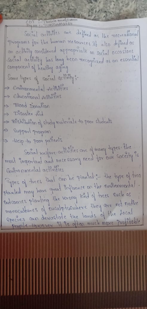 Social Activities – India NCC