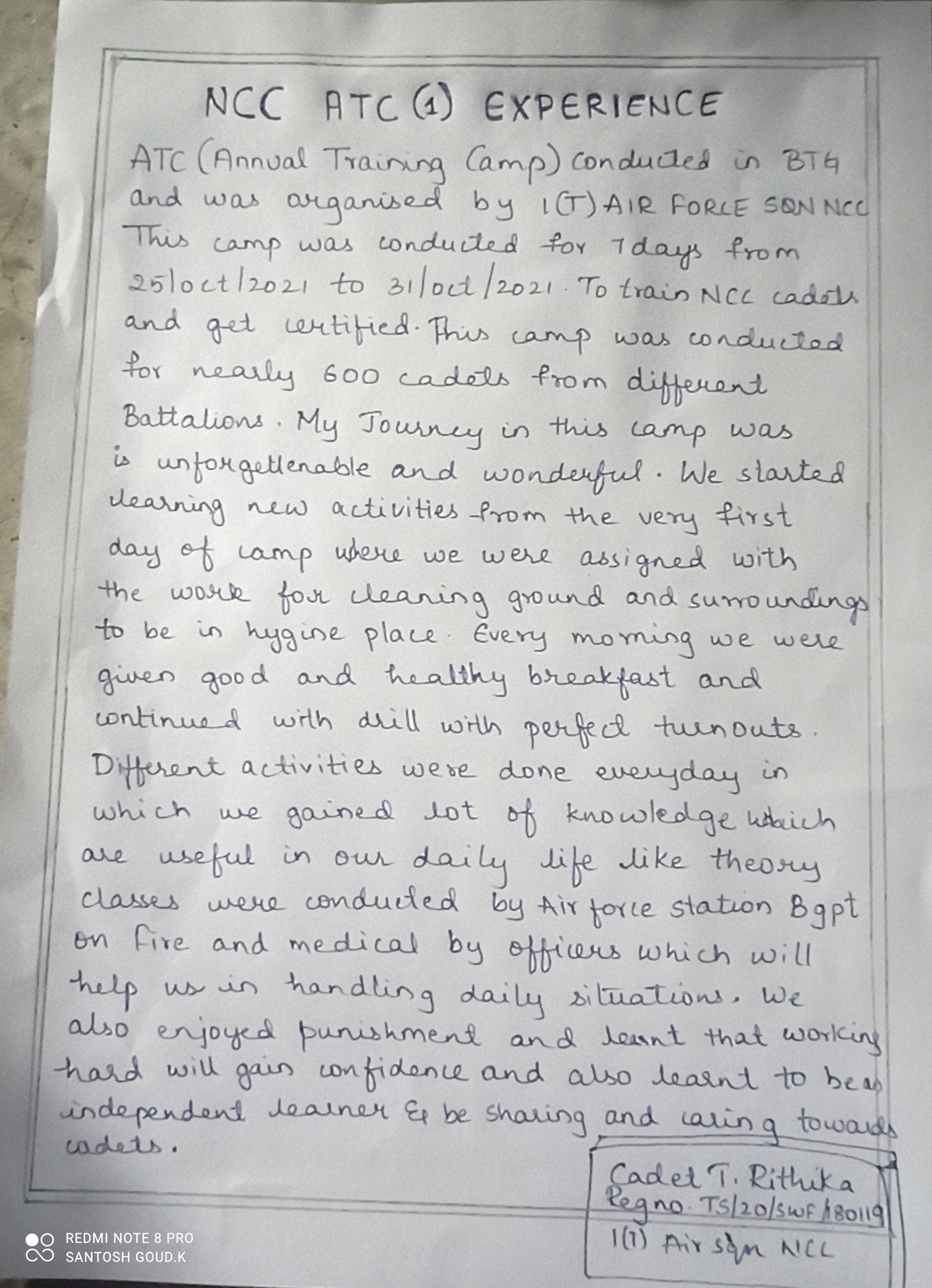ATC experience – India NCC