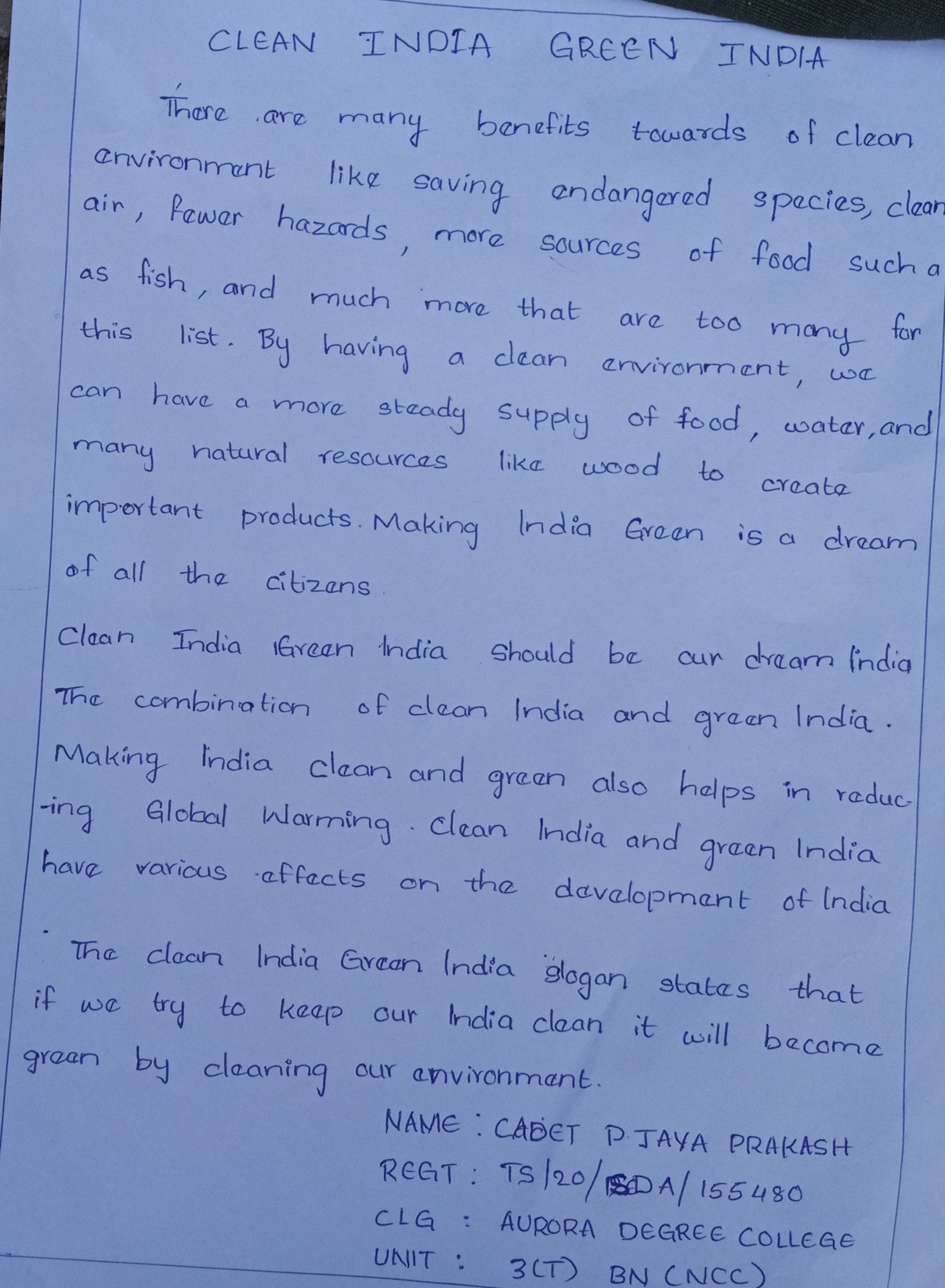 Clean India Moment – India NCC