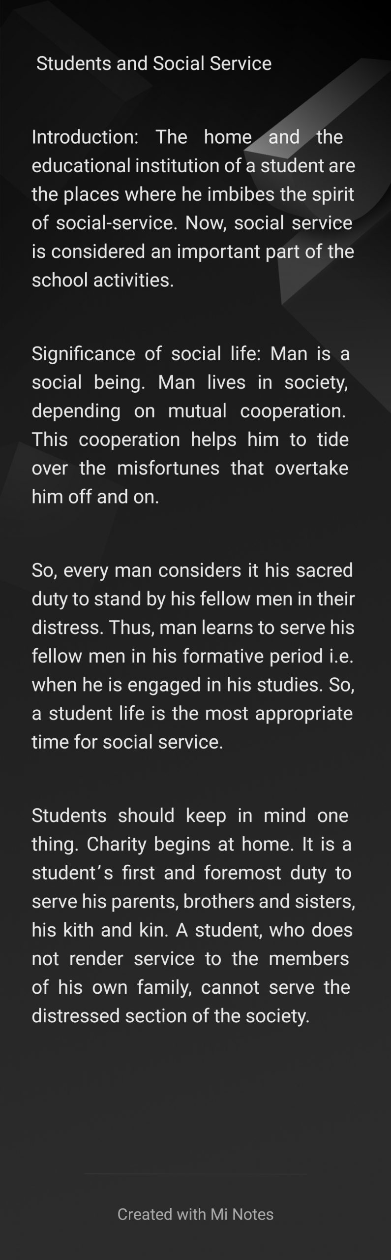 Students and Social Service – India NCC
