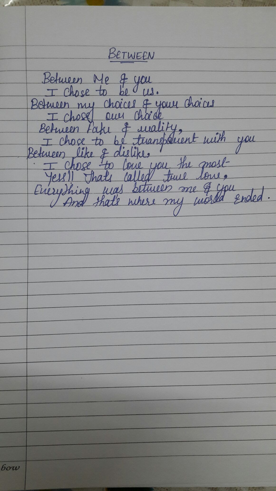 Between (poem) – India NCC