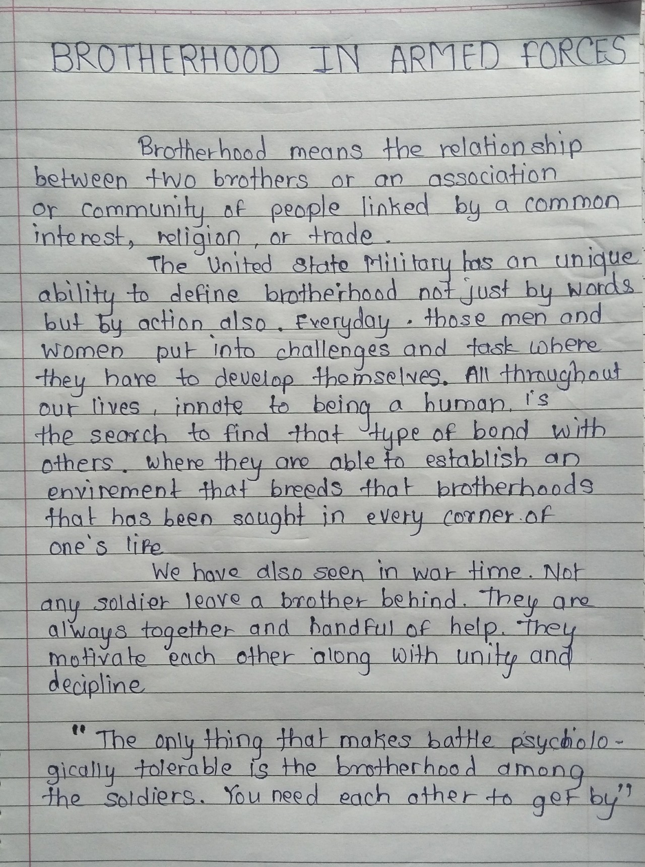 Article writing – India NCC