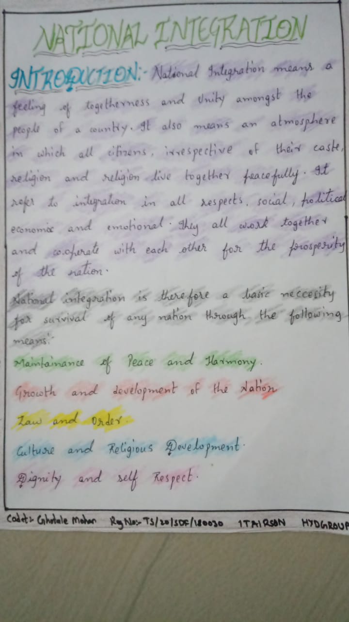 National integration – India NCC