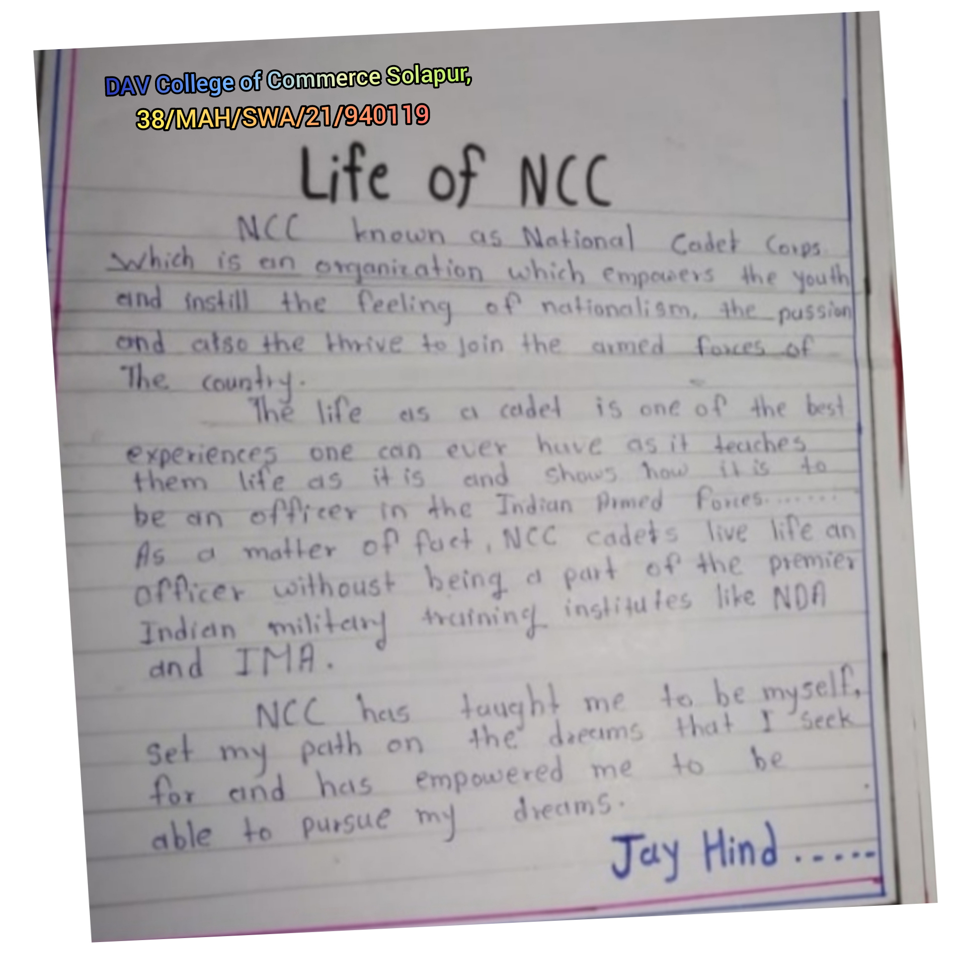 Life is NCC – India NCC