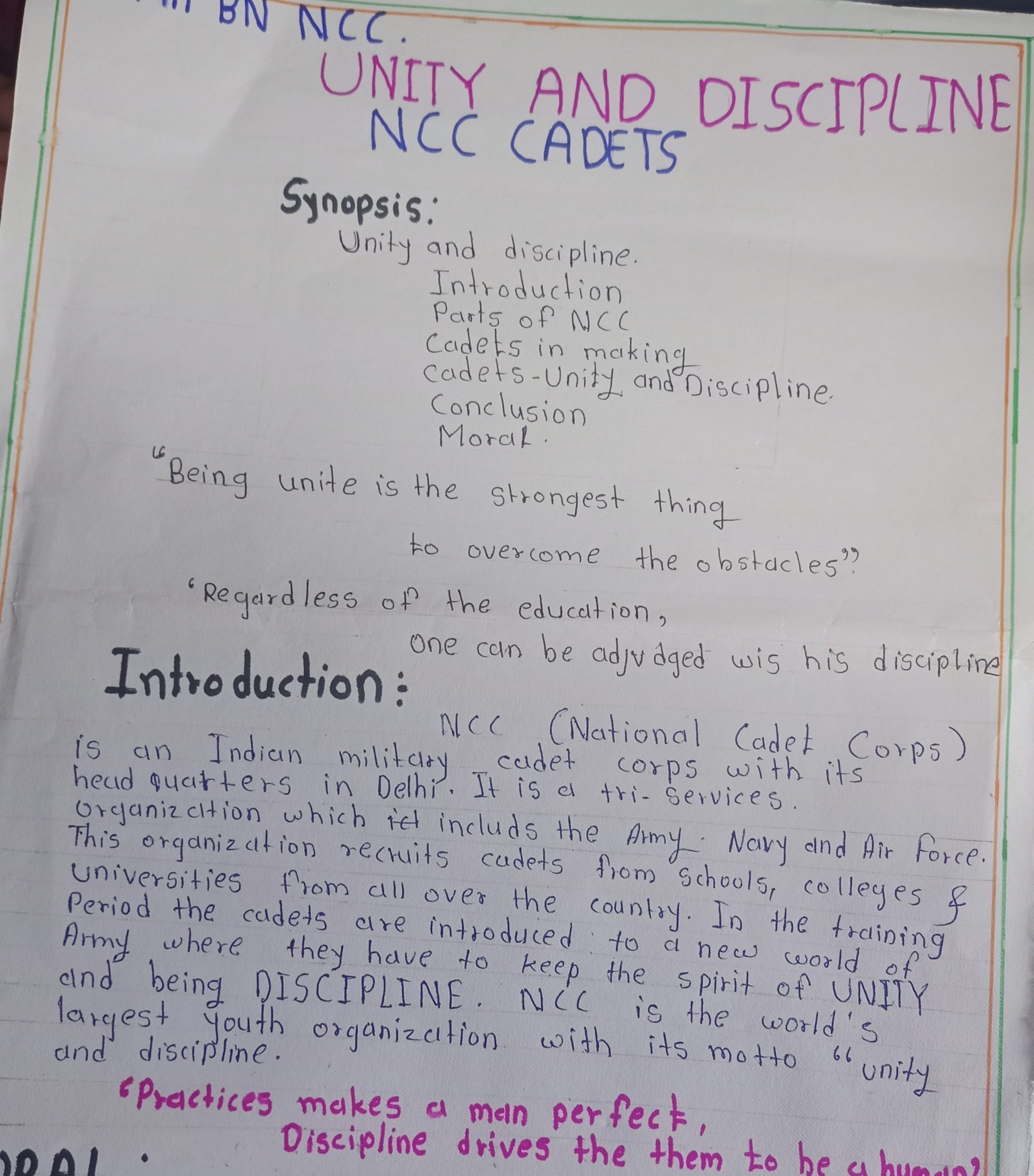 Unity and discipline – India NCC