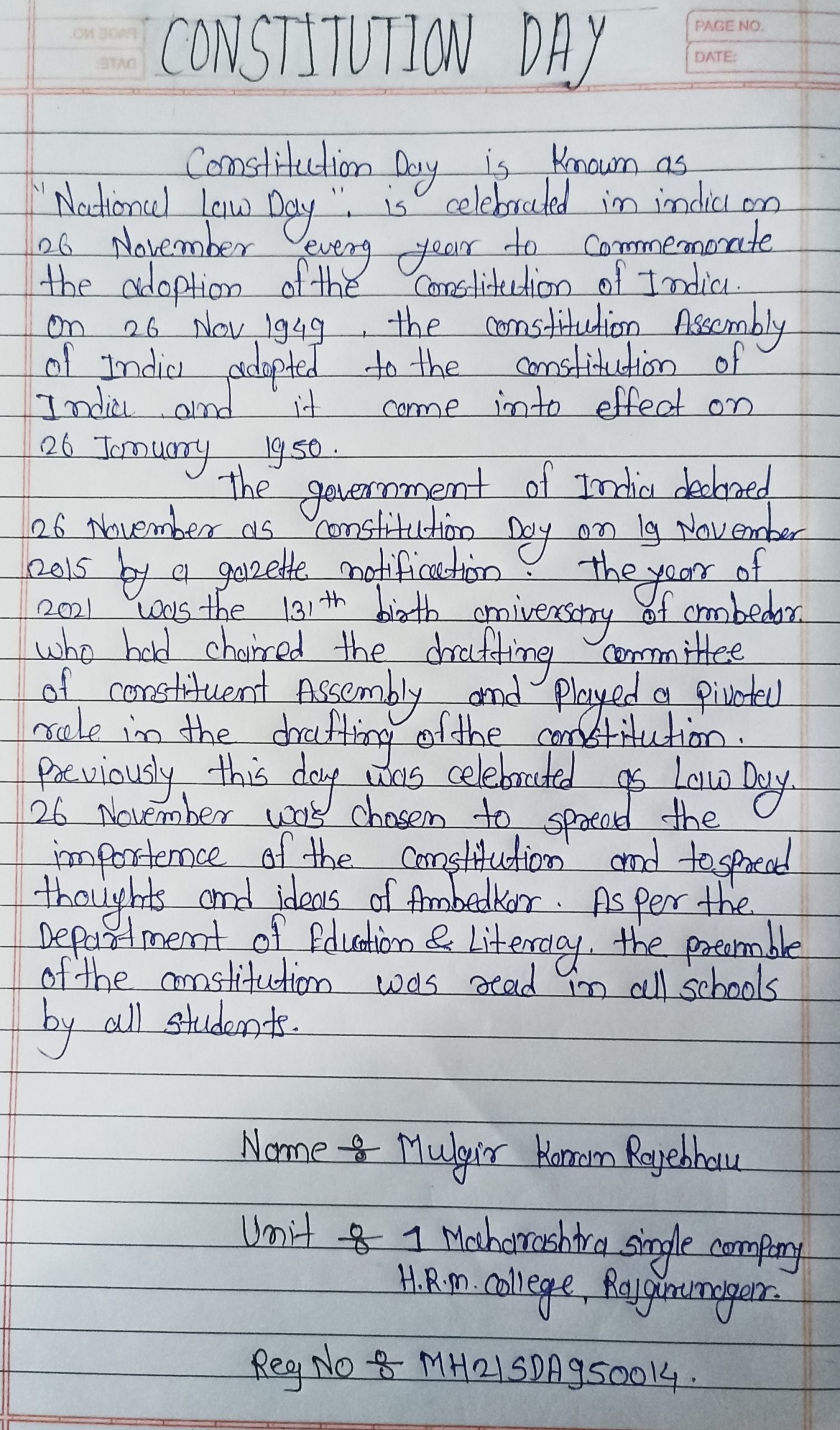 Constitution day – India NCC