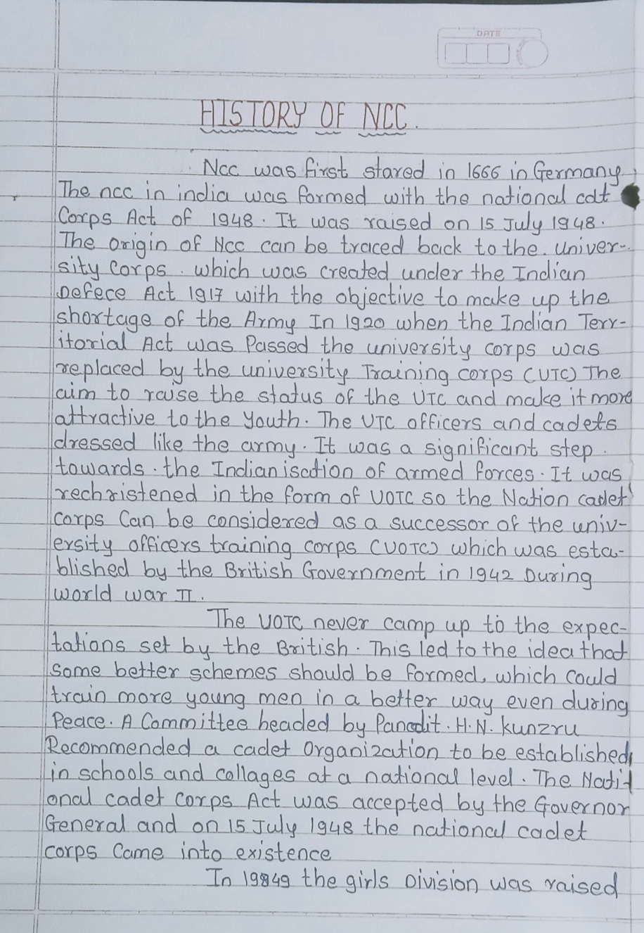 History of ncc – India NCC