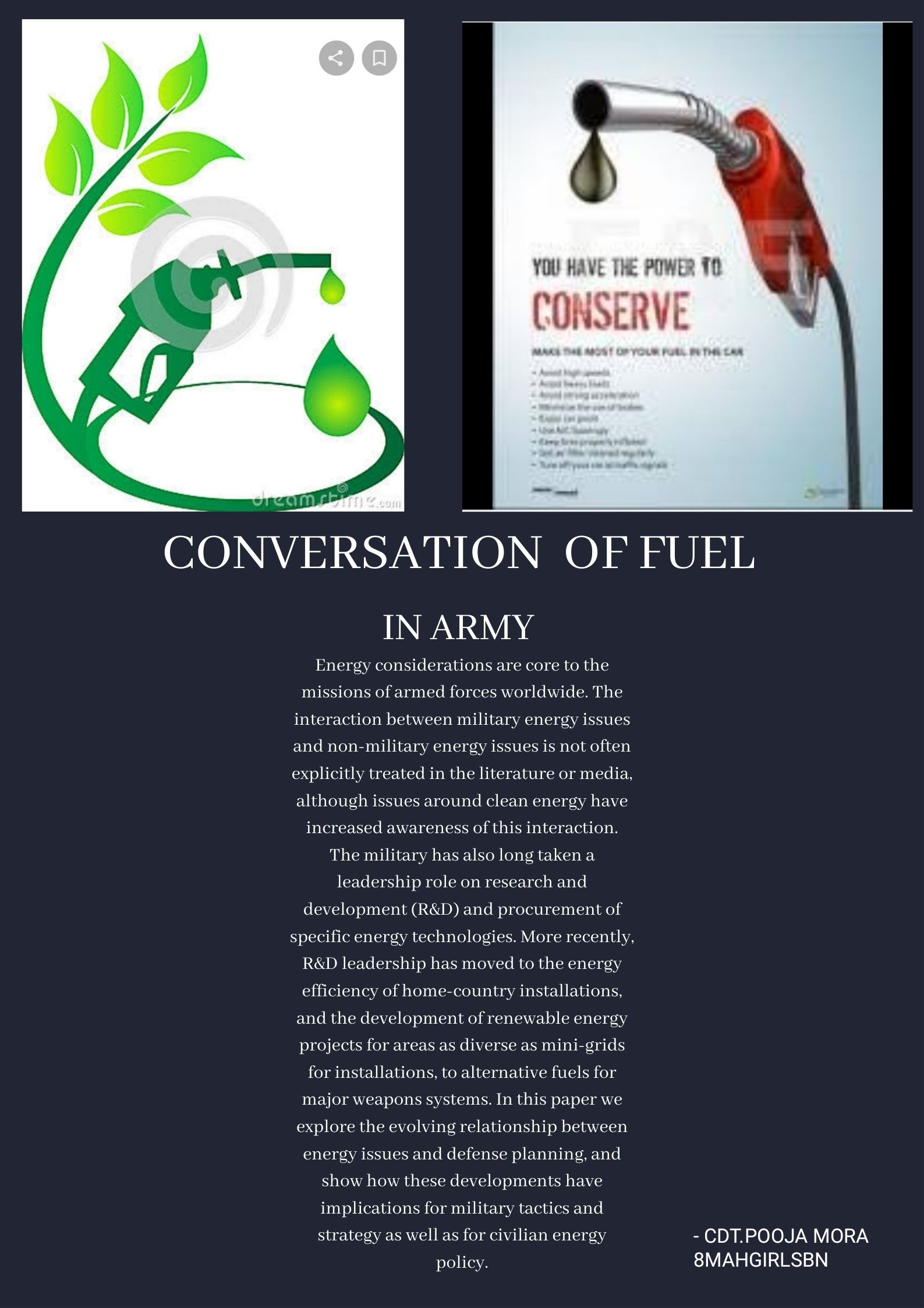 Conservation of fuel – India NCC