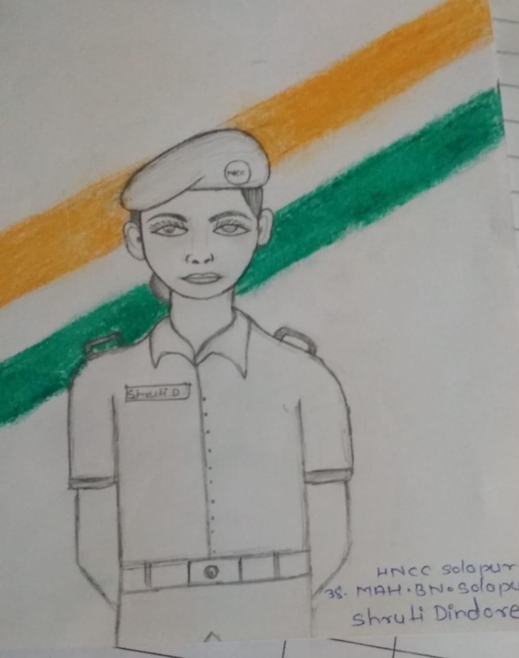 Painting related to NCC cadet and India flag – India NCC