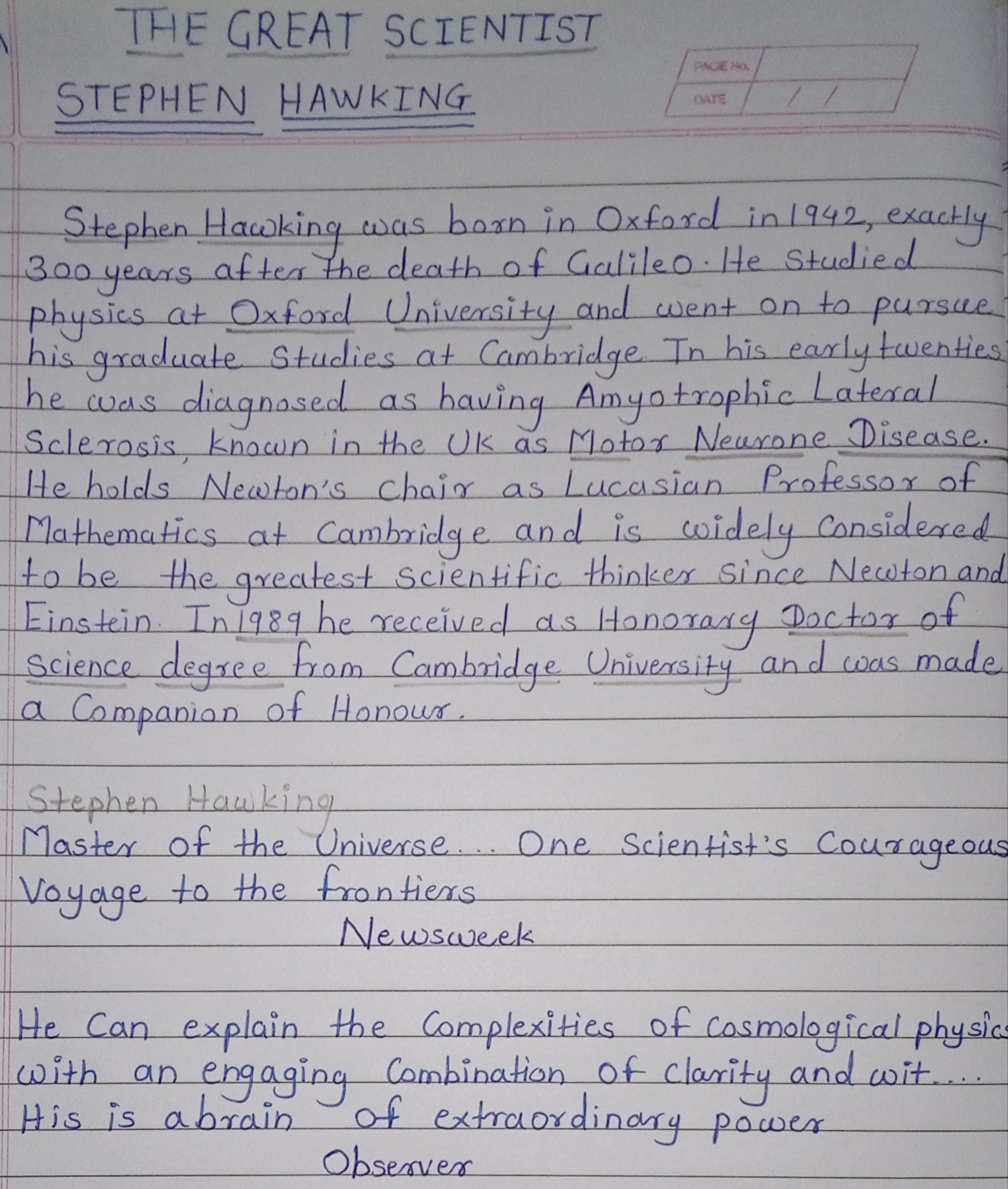 Scientist Stephen Hawking – India NCC