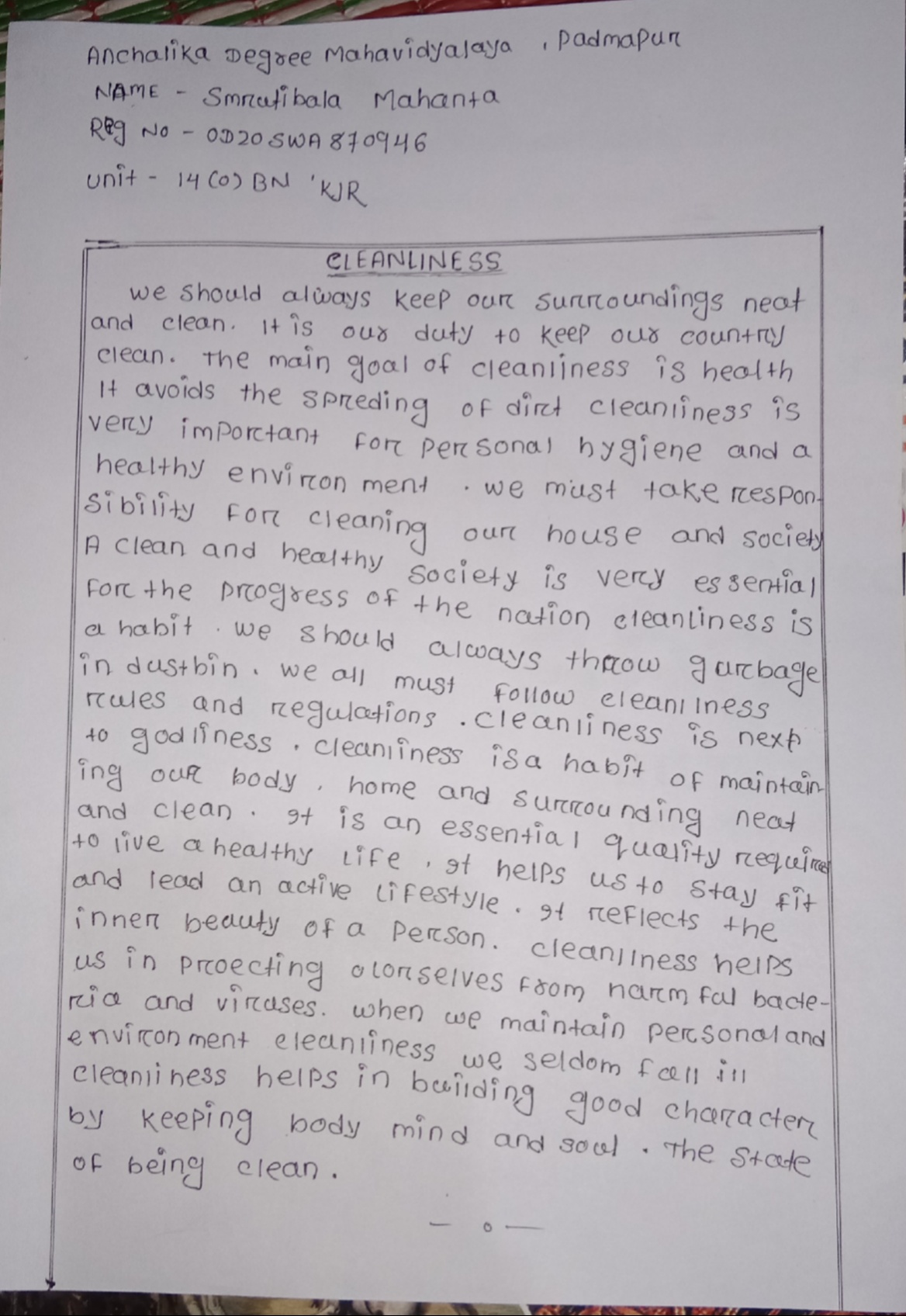 Cleanliness – India NCC