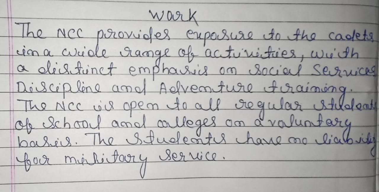 Work for NCC – India NCC