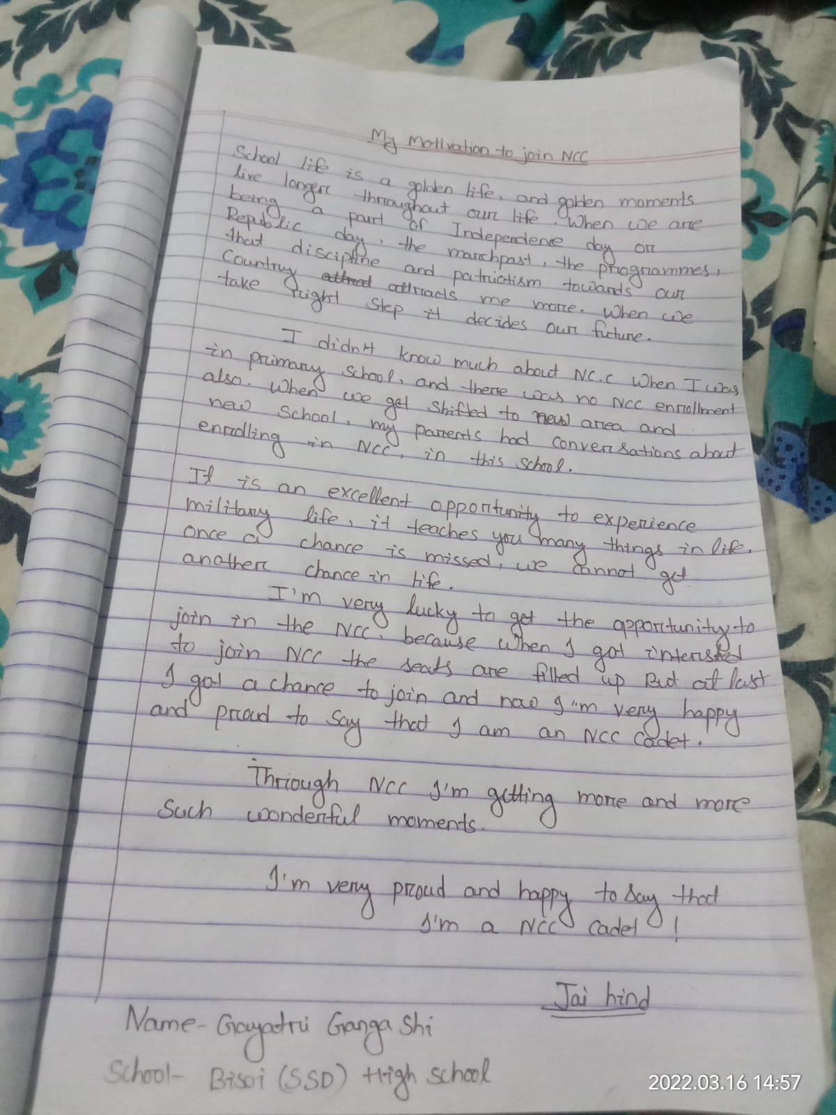 My Motivation to join NCC – India NCC