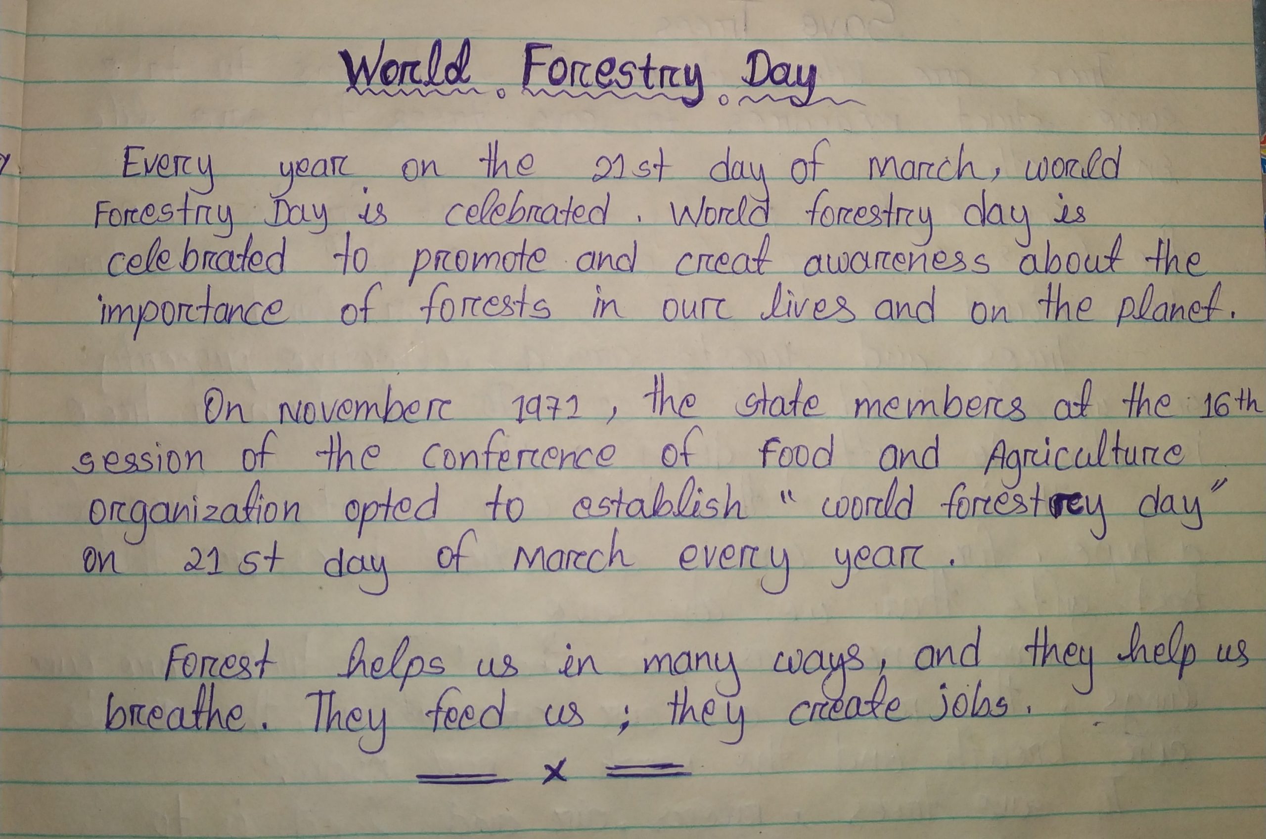 World forestry day – India NCC