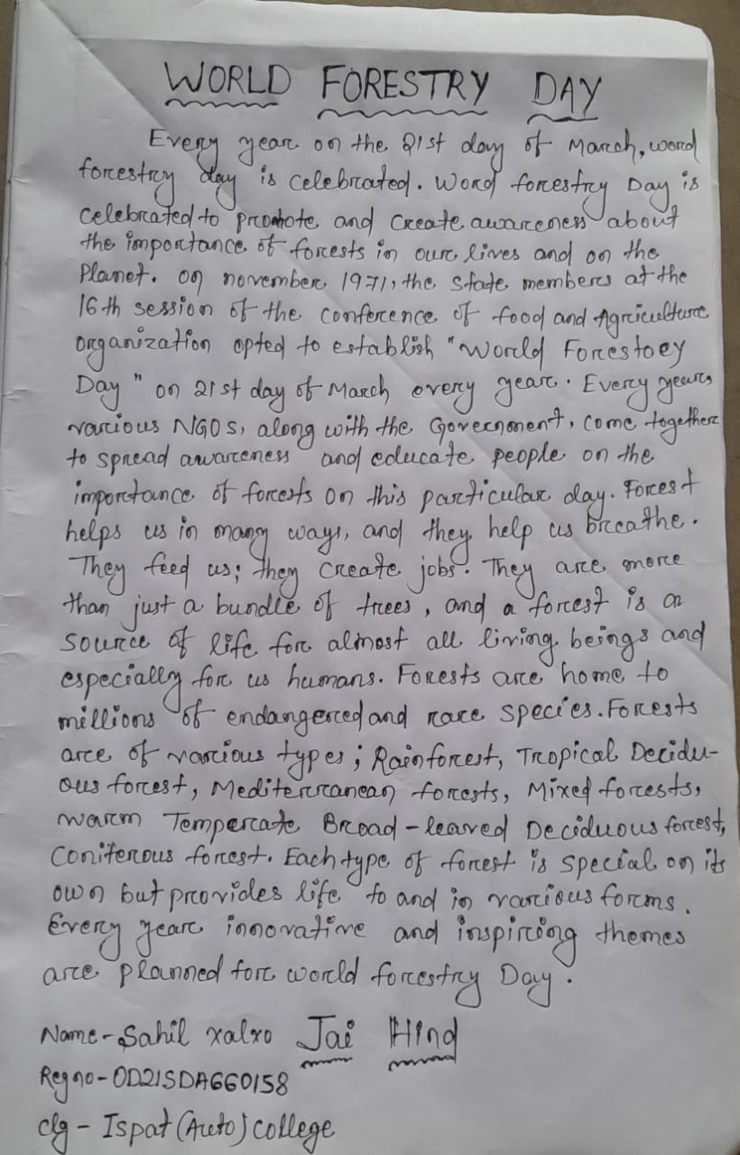 World forestry day – India NCC
