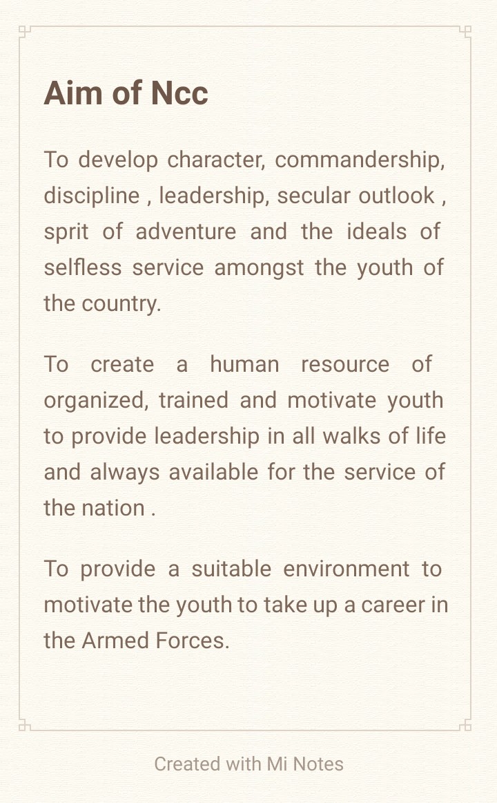 Aim of Ncc – India NCC